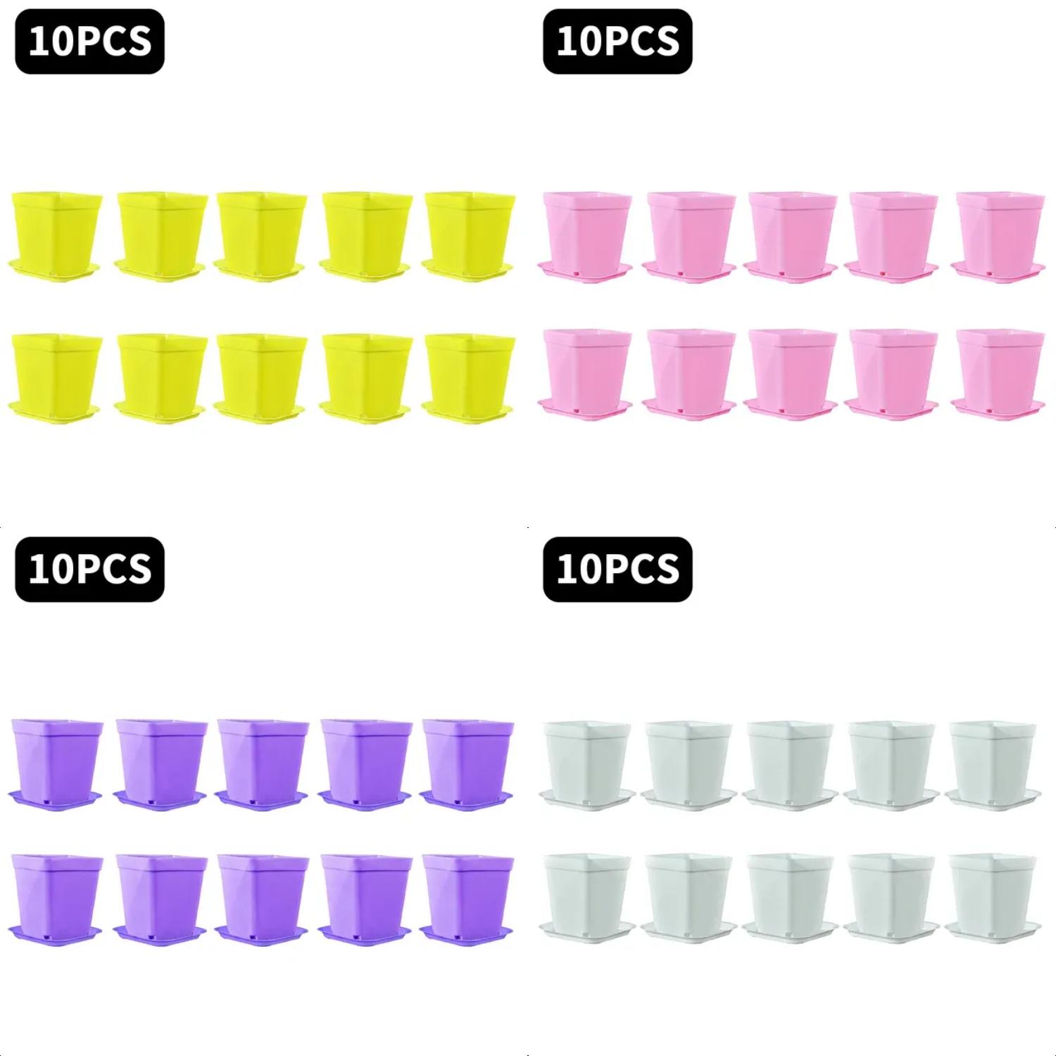 Colorful Mini Plastic Square Nursery Flower Pot with Pallet - Small ...