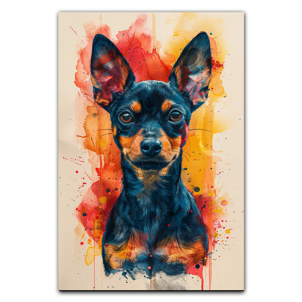 Colorful Miniature Pinscher Wall Art Abstract Dog Posters Animal Canvas ...