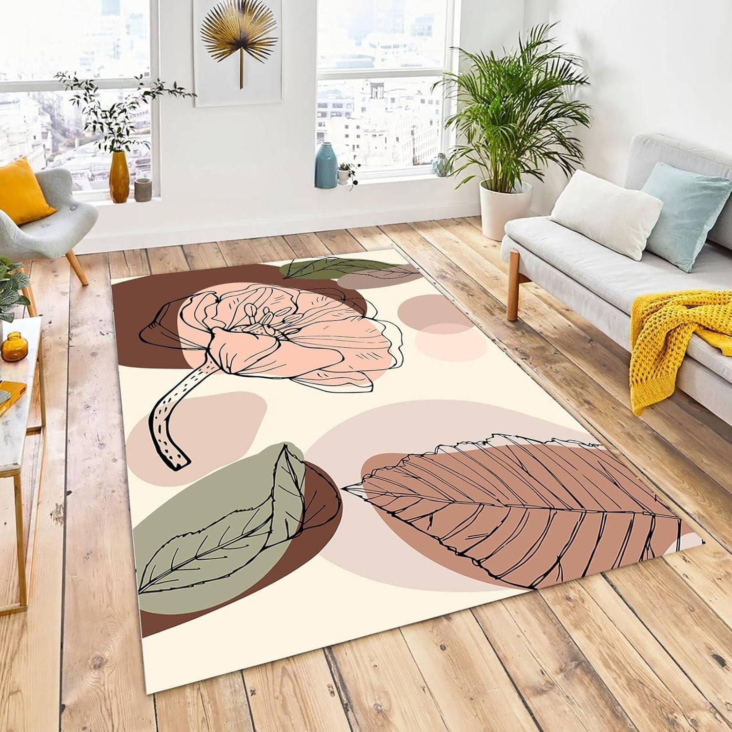 Colorful Minimal Designed Area Rug, Modern Geometric Rugs, Soft Fluffy ...