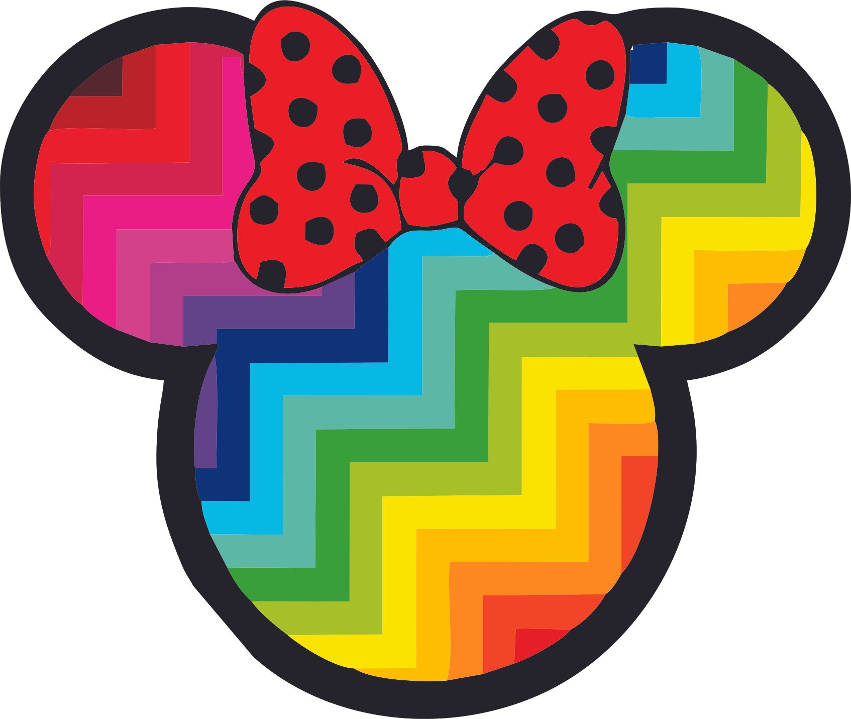 Colorful Minnie Mouse Head Design Customized Wall Art Vinyl Decal ...
