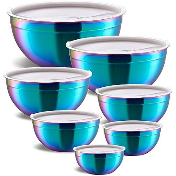 Colorful Mixing Bowls with Airtight Lids, Stainless Steel Nesting ...