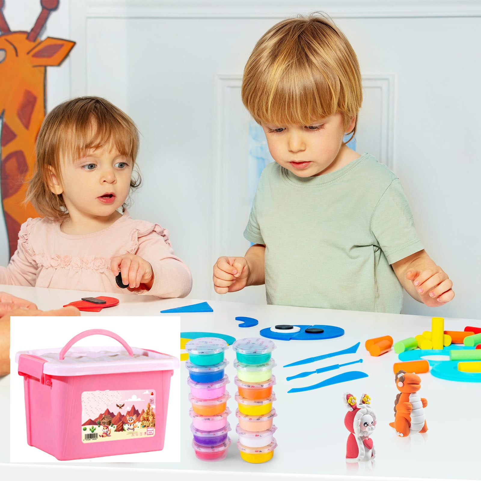 Colorful Modeling Clay Set for Kids 24 Colors Air Dry Clay with Tools ...