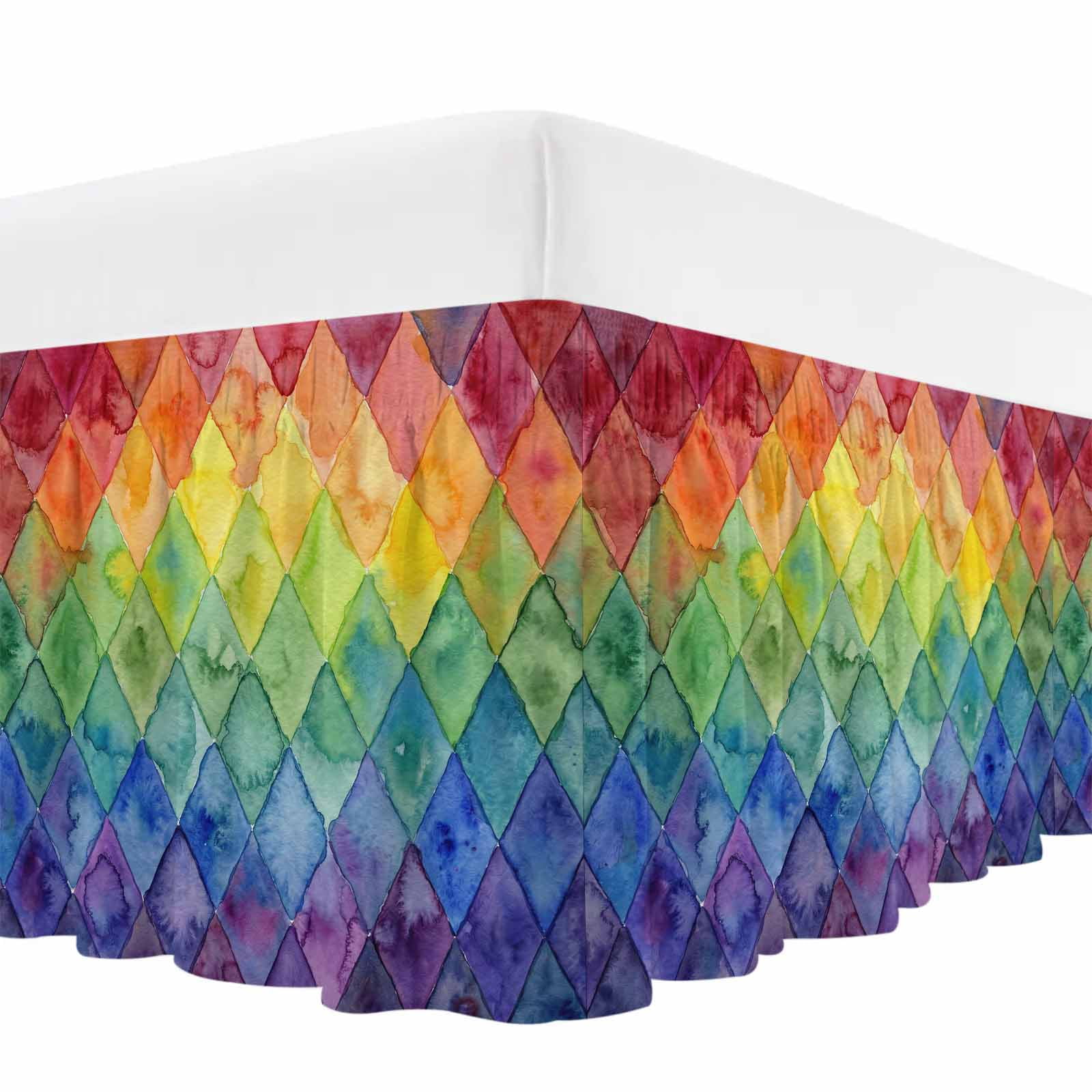 Colorful Modern Geometric Bed Skirt Bed Skirts King Size 18 Inch Drop ...