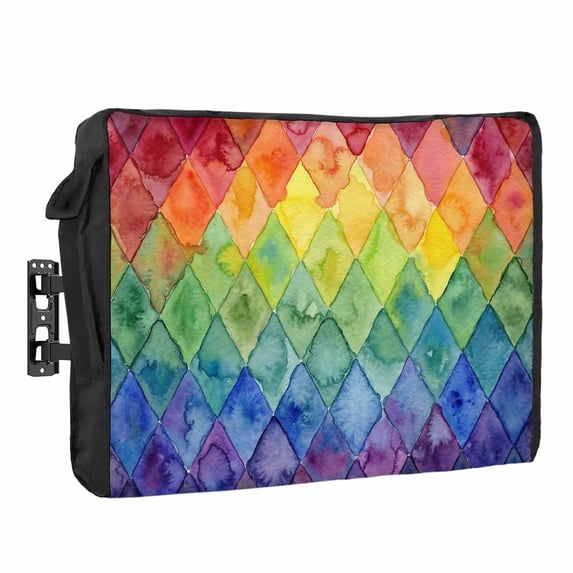 Colorful Modern Geometric Waterproof Outdoor TV Cover, Watercolor ...