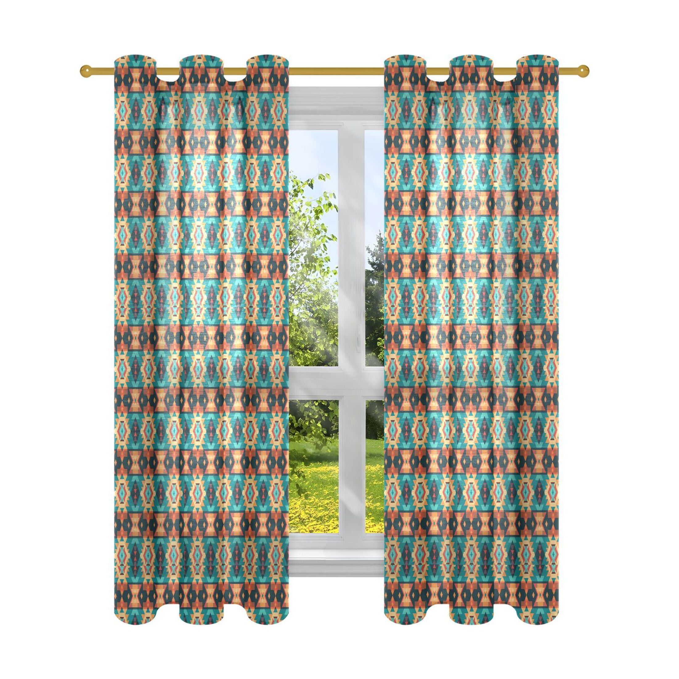 Colorful Modern Mandala Sheer Curtains 2 Panels Set Grommet Drapes for ...