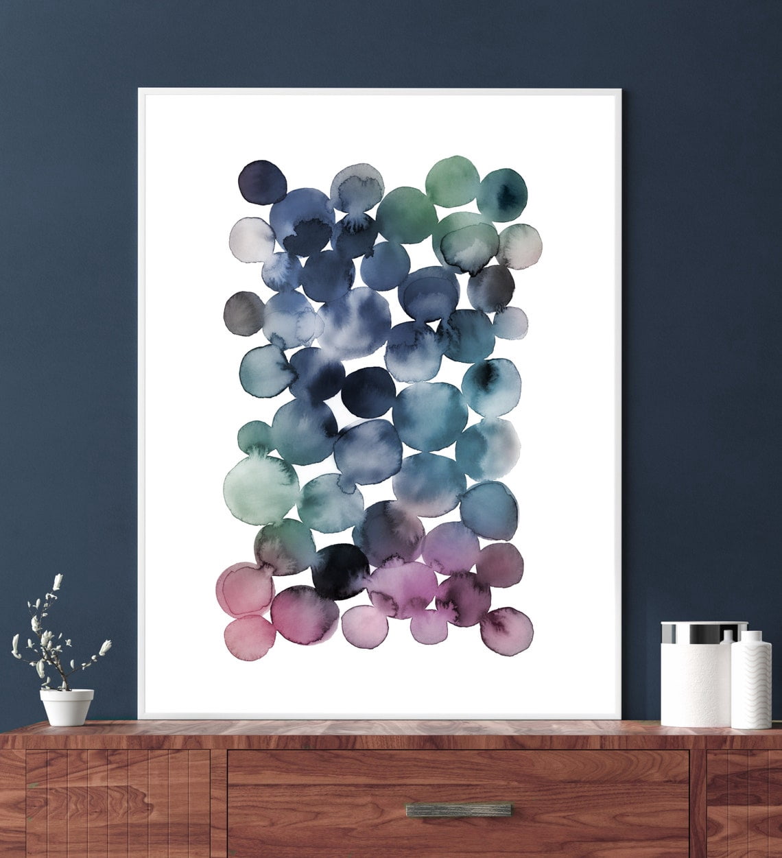 Colorful Modern Watercolor Style Abstract Painting Wall Art Geometric ...