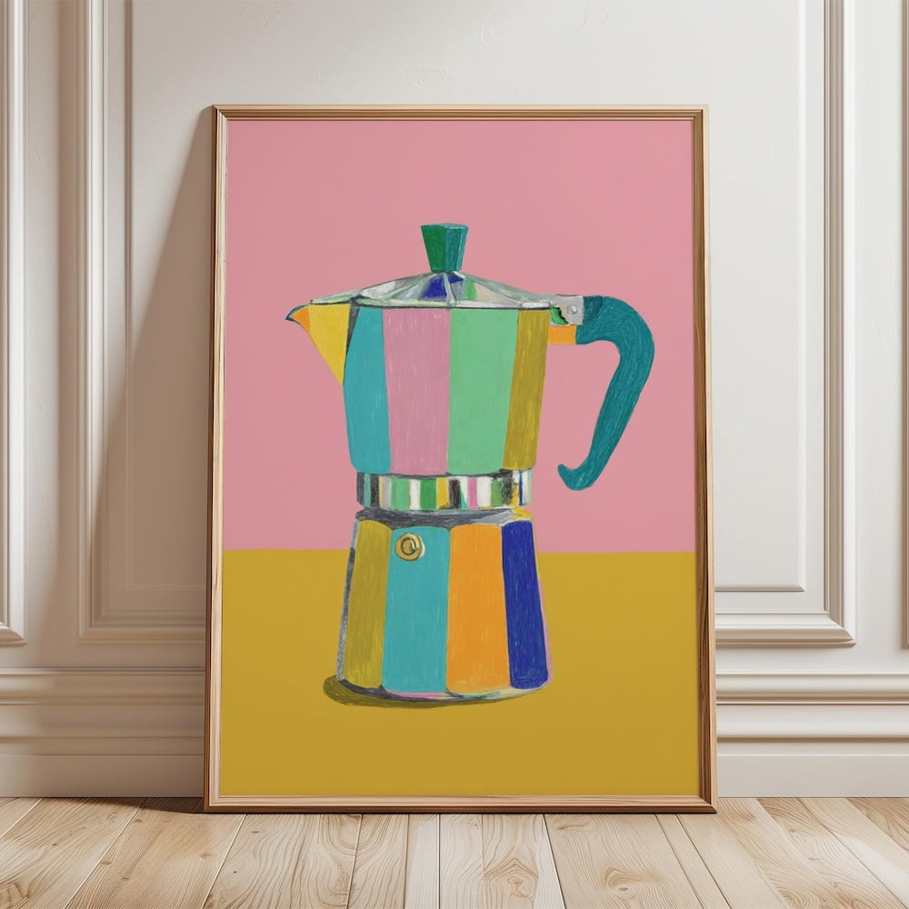 Colorful Moka Pot Retro Espresso Wall Art UNFRAMED PAPER POSTER, Home ...