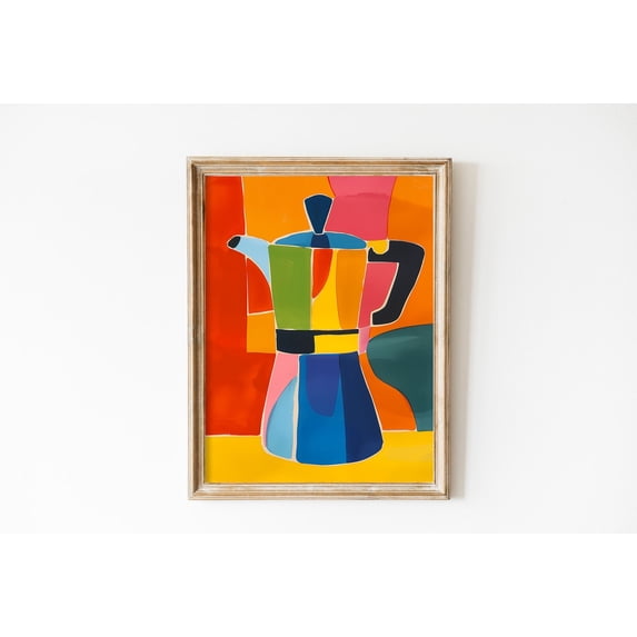 Colorful Moka Pot Retro Italian Coffee Home Wall Decor, Unframed Canvas ...