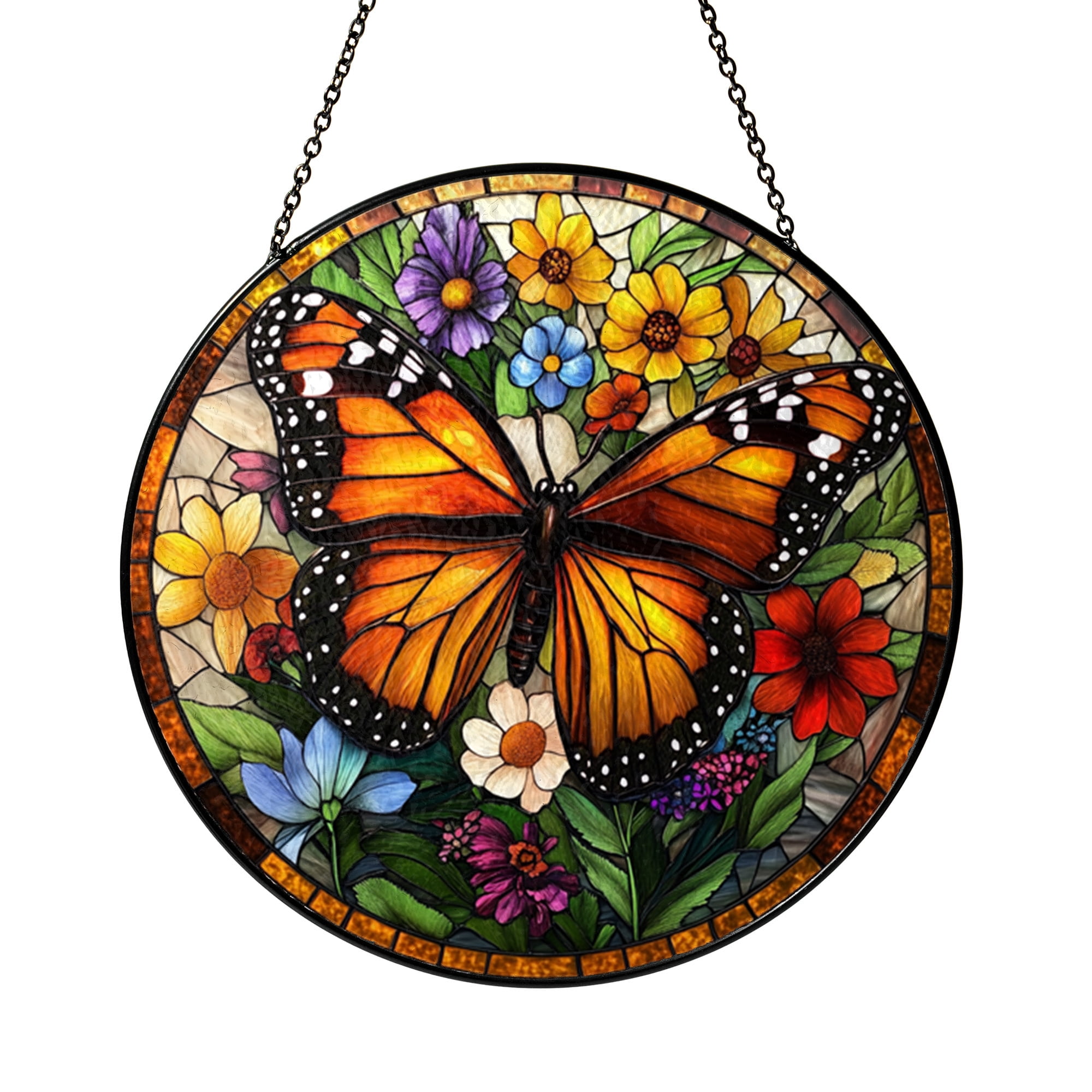 Colorful Monarch Butterfly Stained Glass Suncatcher Window Decor ...