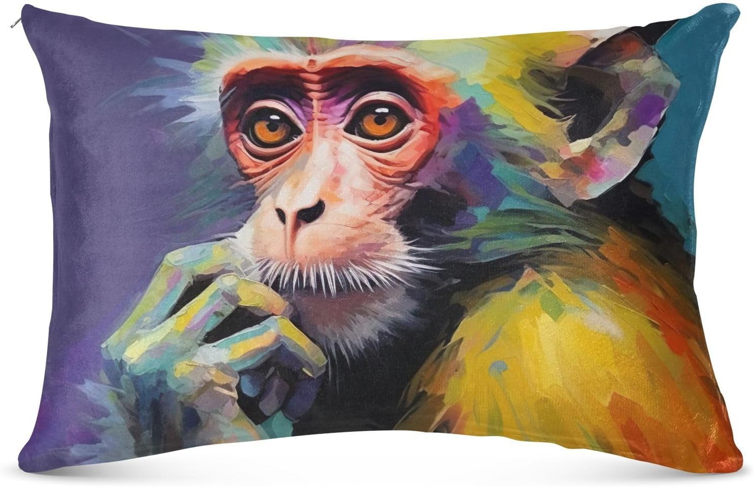 Colorful Monkey Plush Pillow Cover - Super Soft Pillow Cases, Cozy ...