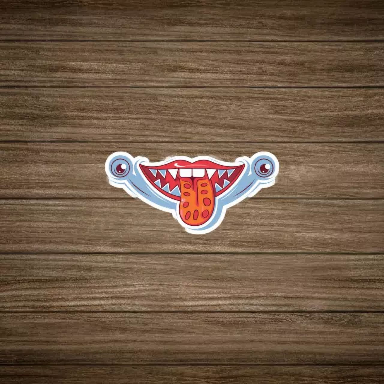 Colorful Monster Mouth With Sharp Teeth Sticker - Playful Cartoon ...