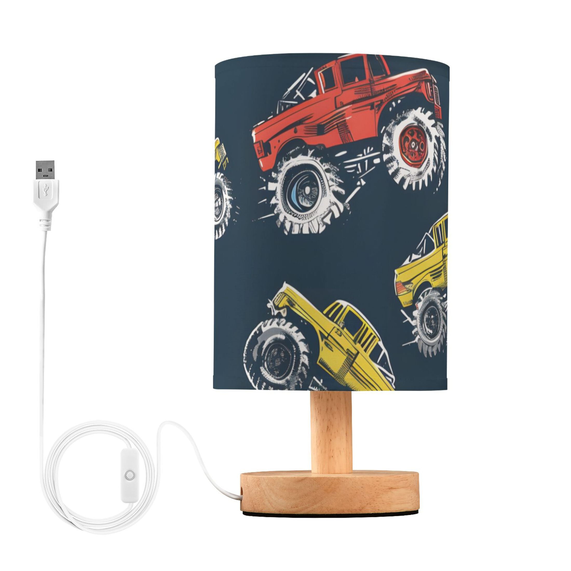 Colorful Monster Trucks Bedside Desk Lamp LED Table Nightstand Lamps ...