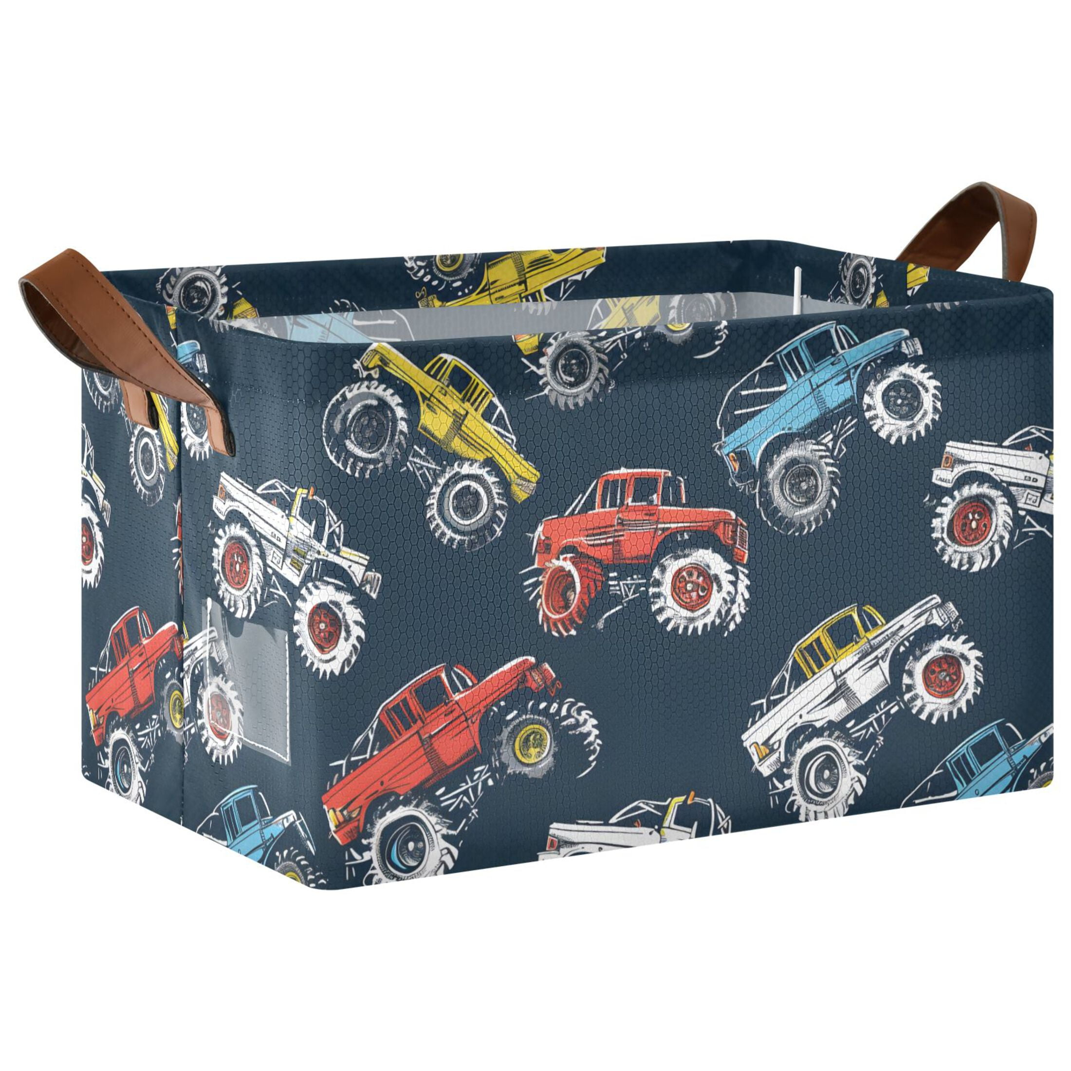 Colorful Monster Trucks Collapsible Storage Bins Fabric Shelf Baskets ...