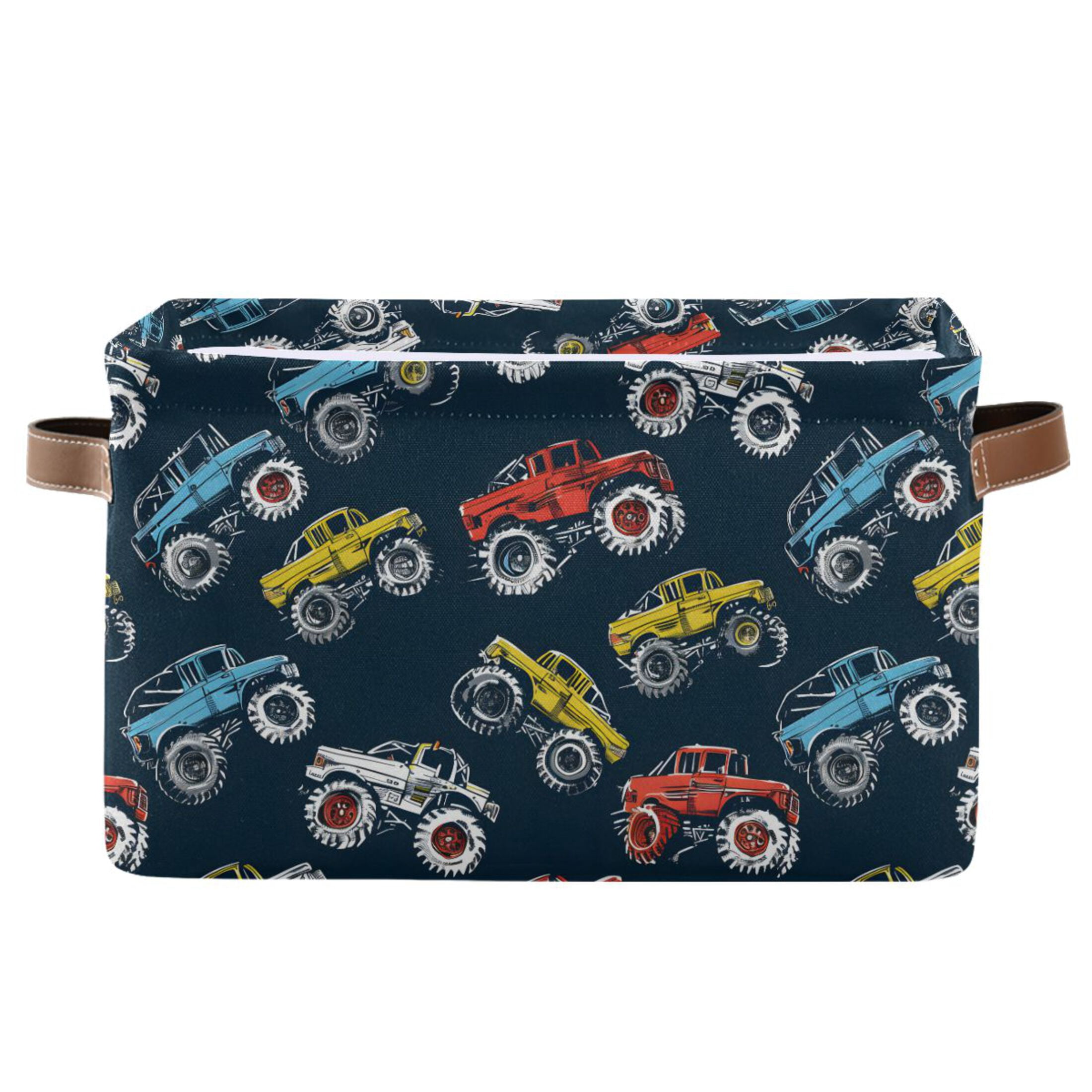 Colorful Monster Trucks Storage Bins with Handle Fabric Organizer ...