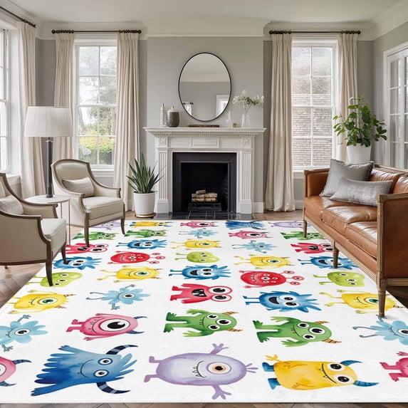 Colorful Monsters 5'x8' Area Rug for Living Room, Abstract Cartoon Cute ...