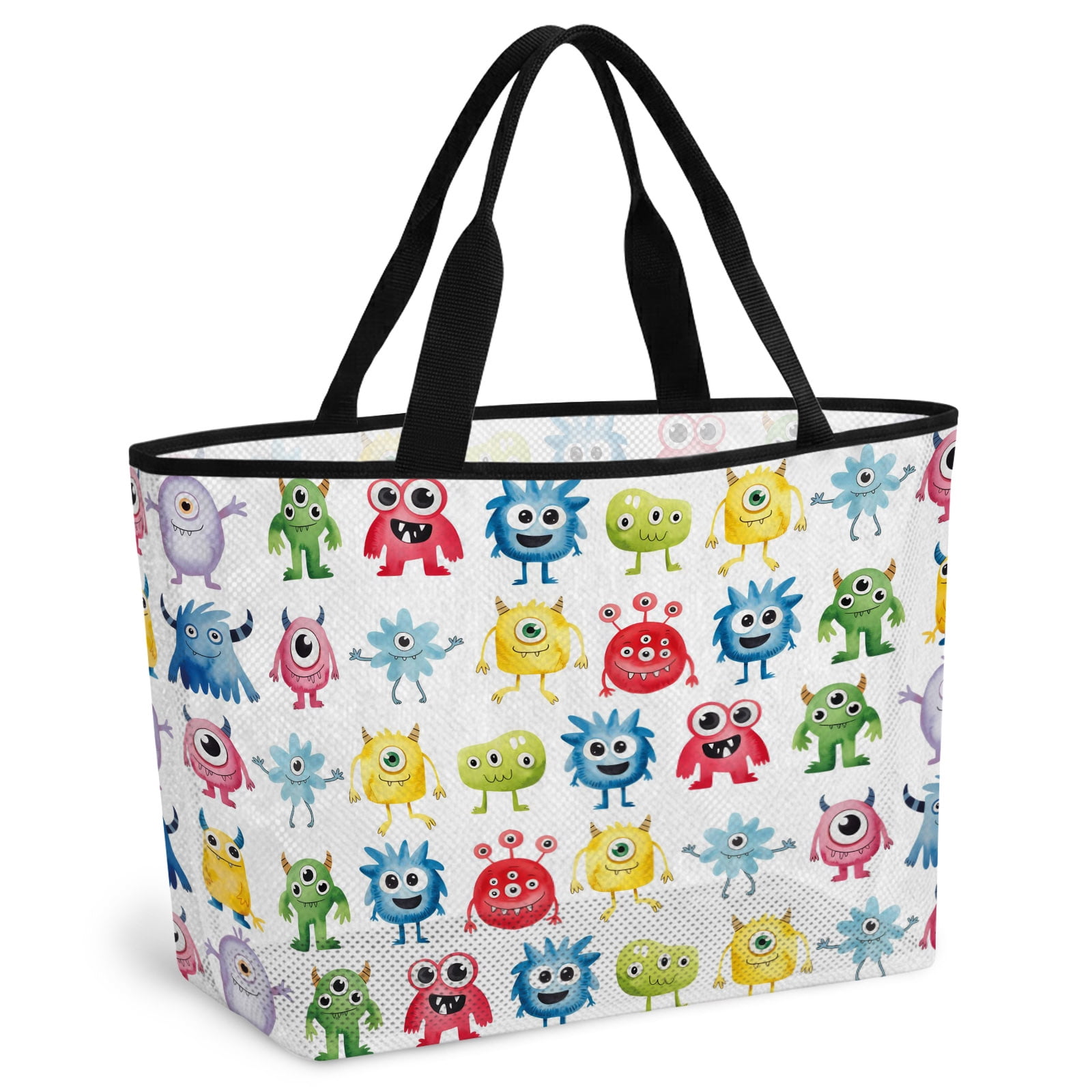Colorful Monsters Beach Bag for Women, Large Breathable Mesh Beach Tote ...