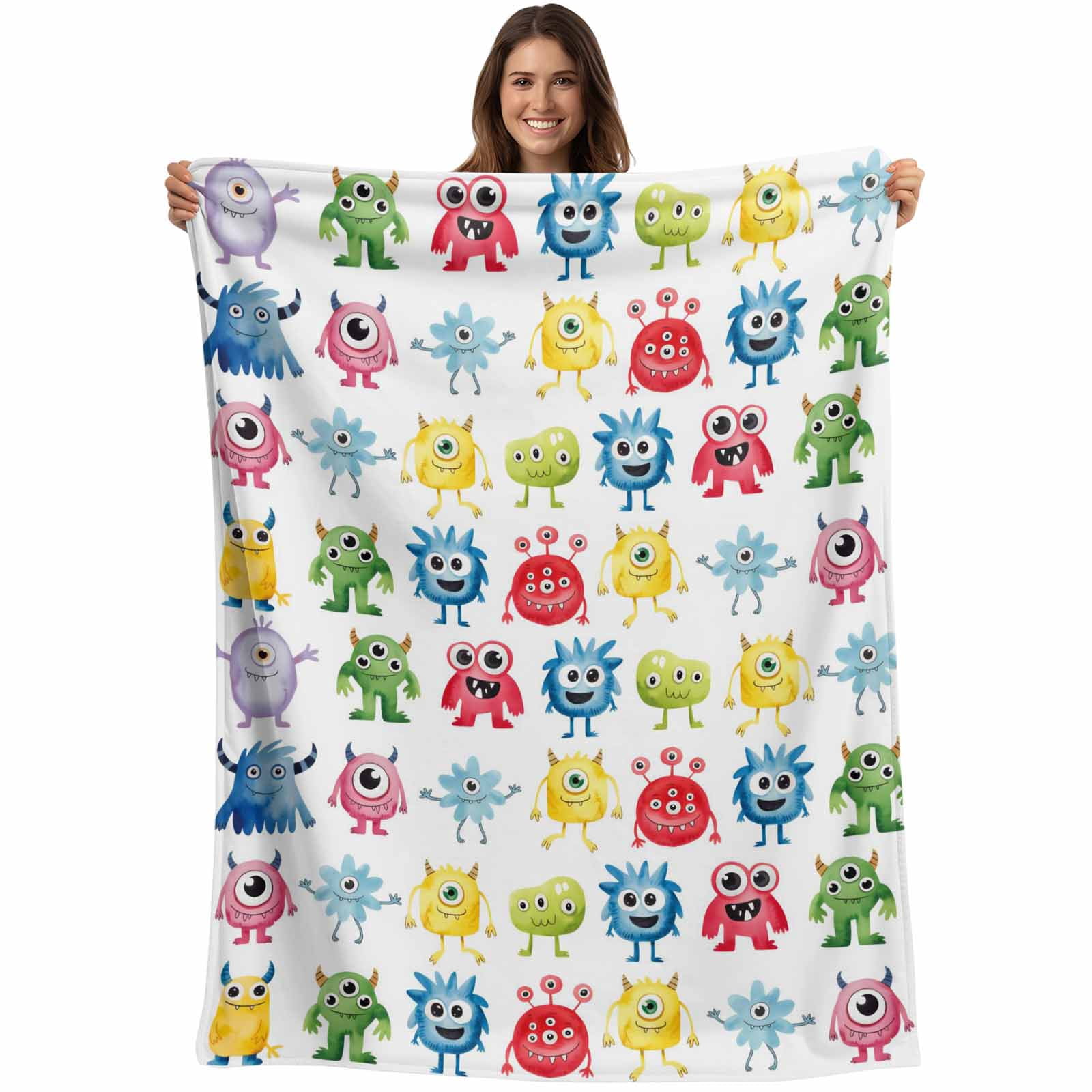 Colorful Monsters Blanket Soft Cozy Warm Throw Blanket for Couch, Plush ...