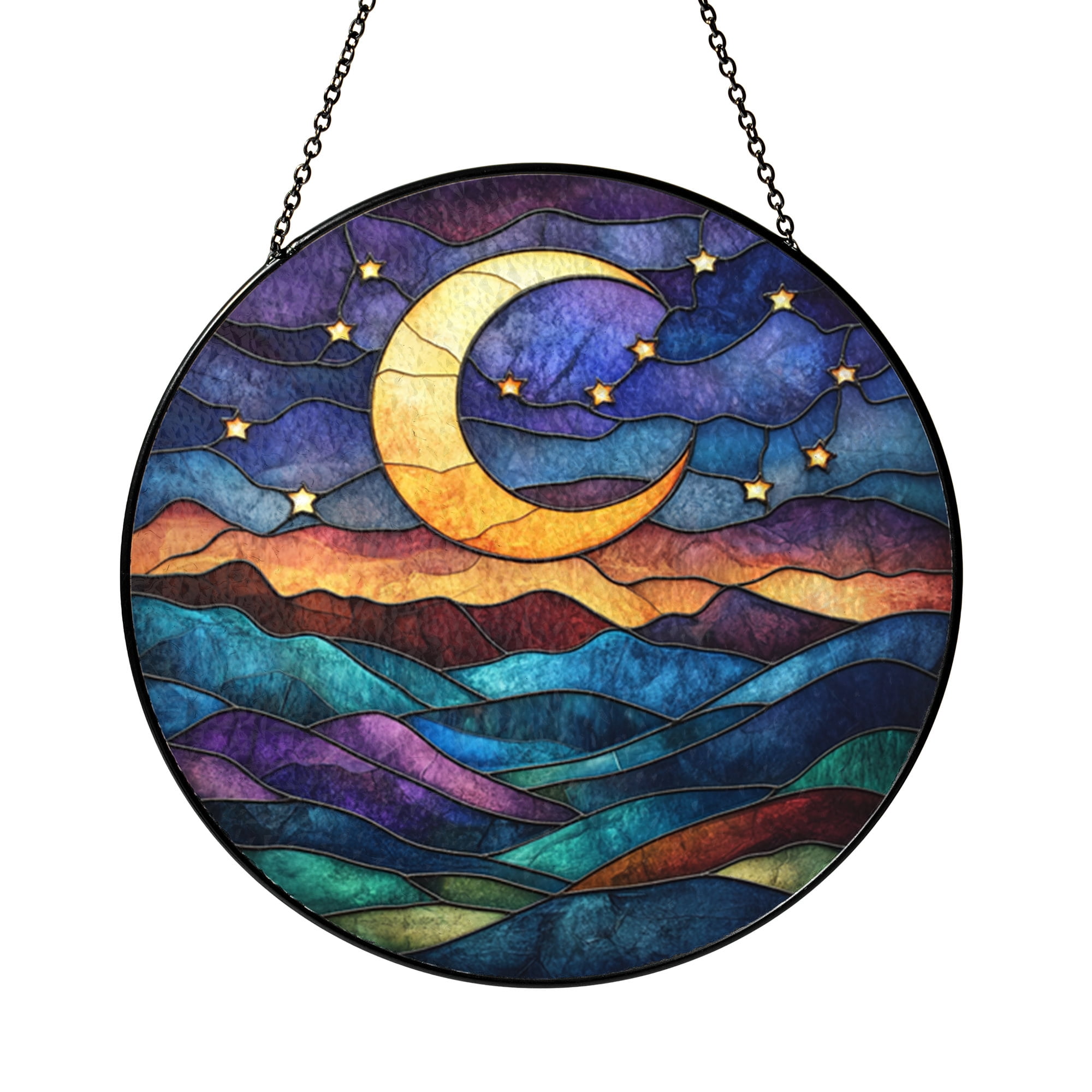 Colorful Moon Stars Acrylic Stained Glass Suncatcher – Window Hanging ...