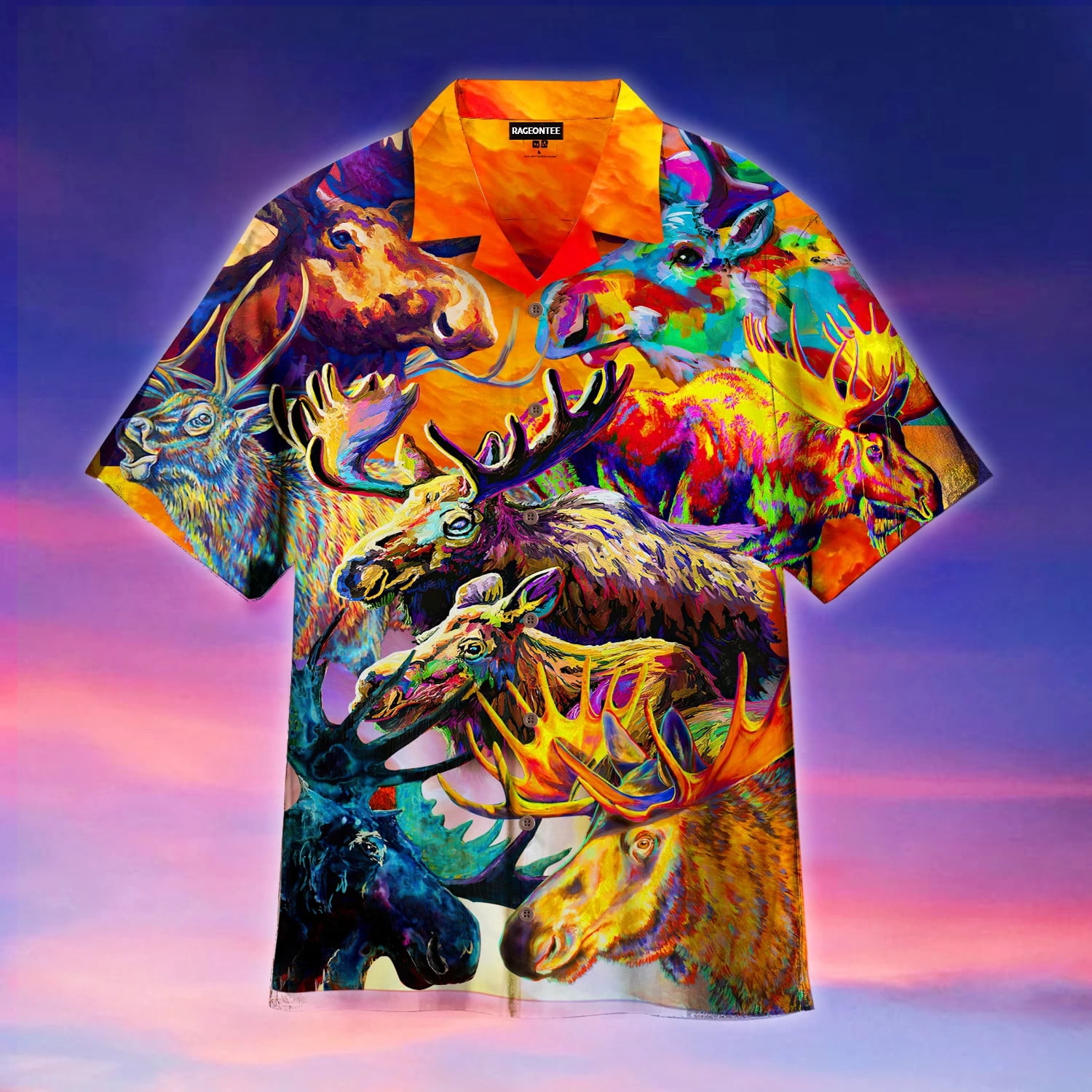 Colorful Moose Jungle Hawaiian Shirt - Walmart.com