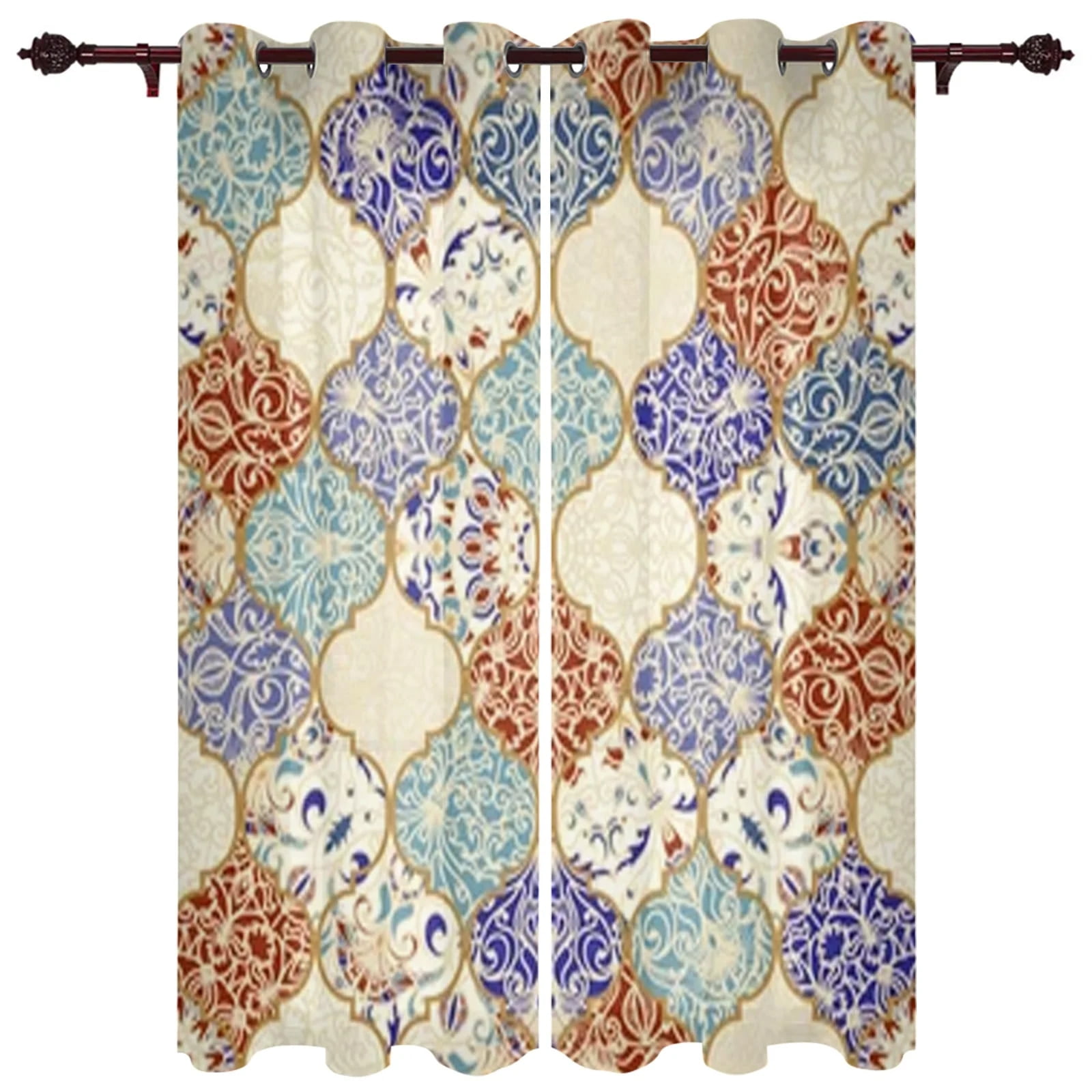 Colorful Moroccan Style Window Curtains For Living Room Luxury Bedroom ...