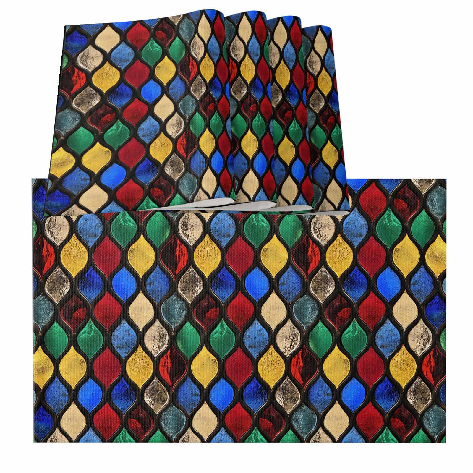Colorful Morocco Placemats for Dinning Table Set of 4, Modern Geometric ...