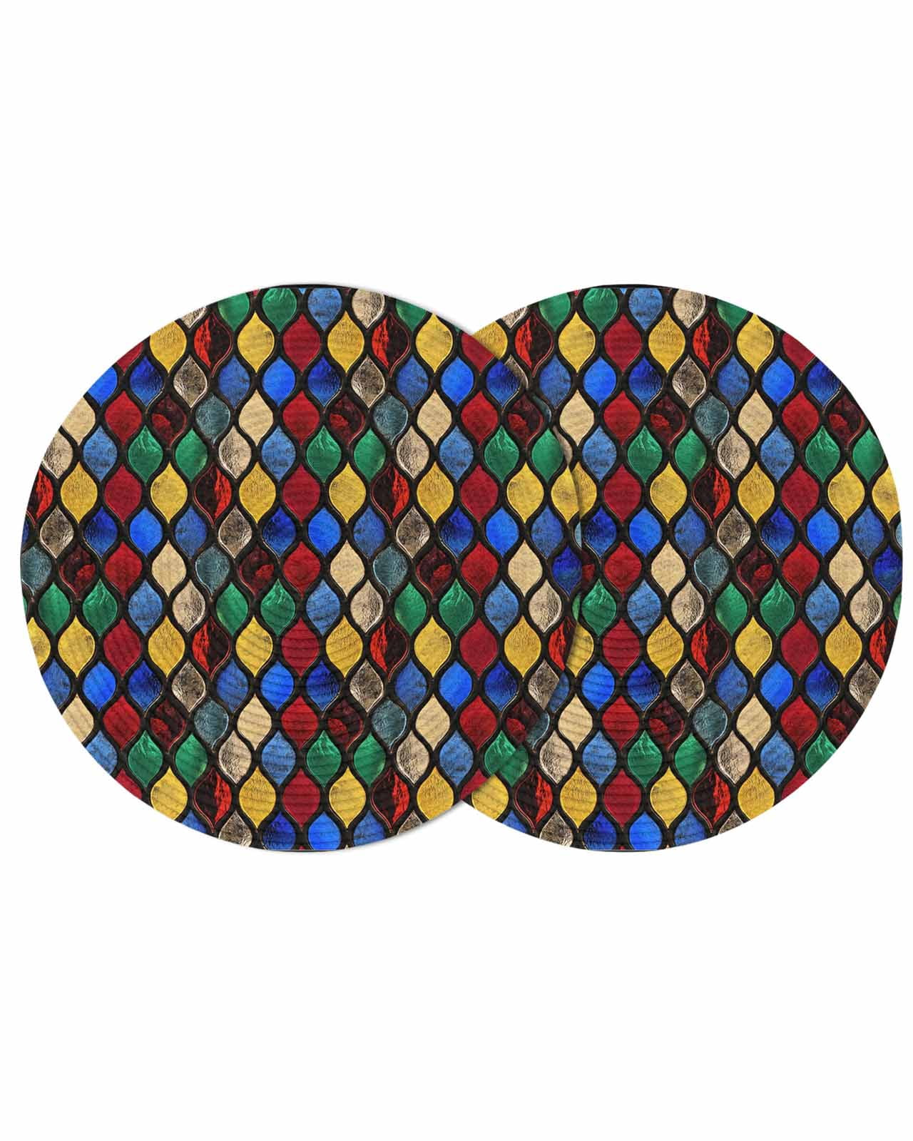 Colorful Morocco Round 13 Inch Placemats Set of 2, Modern Geometric ...