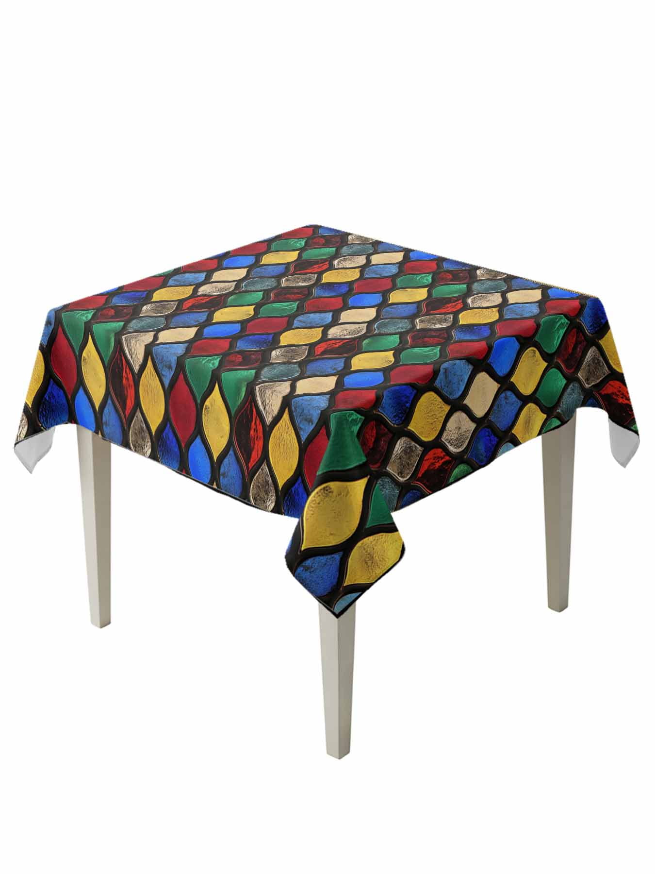 Colorful Morocco Table Cloth, Modern Geometric Abstract Art Waterproof ...