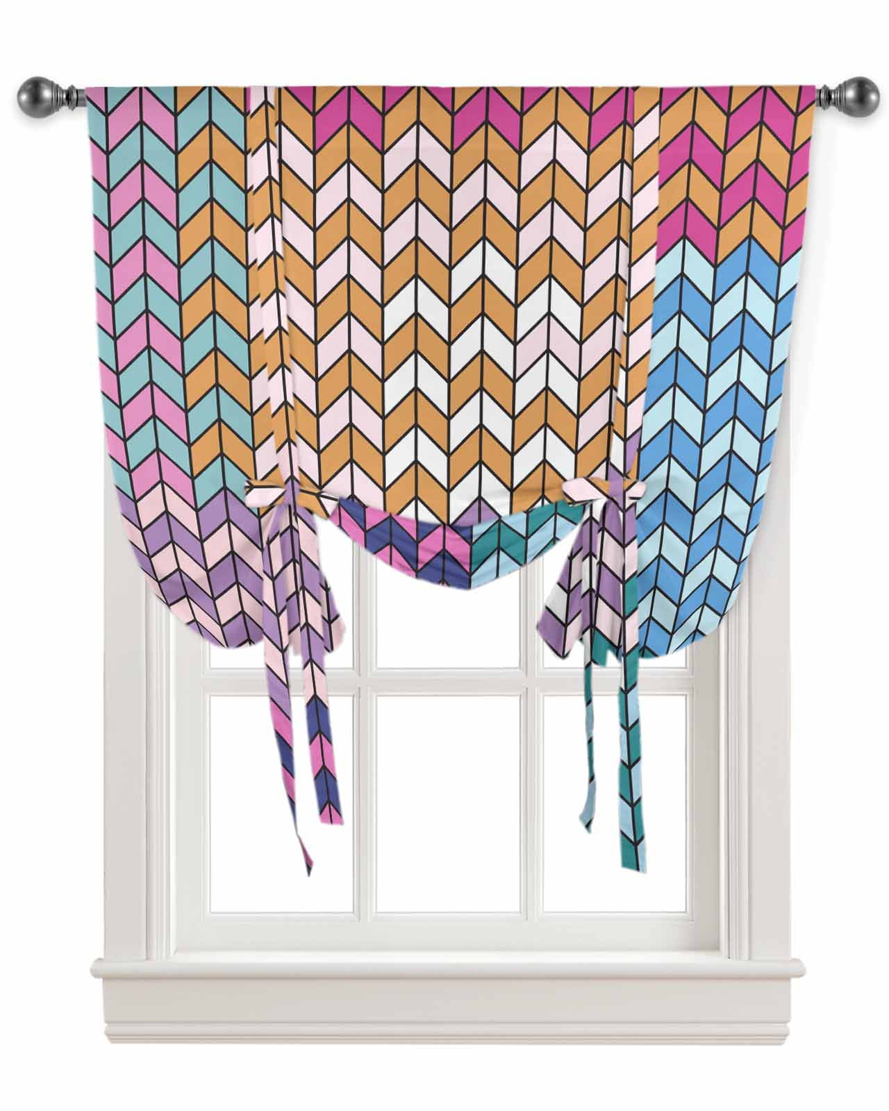 Colorful Morocco Tie Up Curtains for Window, Geometric Modern Abstract ...