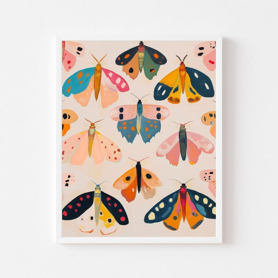 Colorful Moth Pattern Painting Vibrant Fall Insect Wall Art Print ...