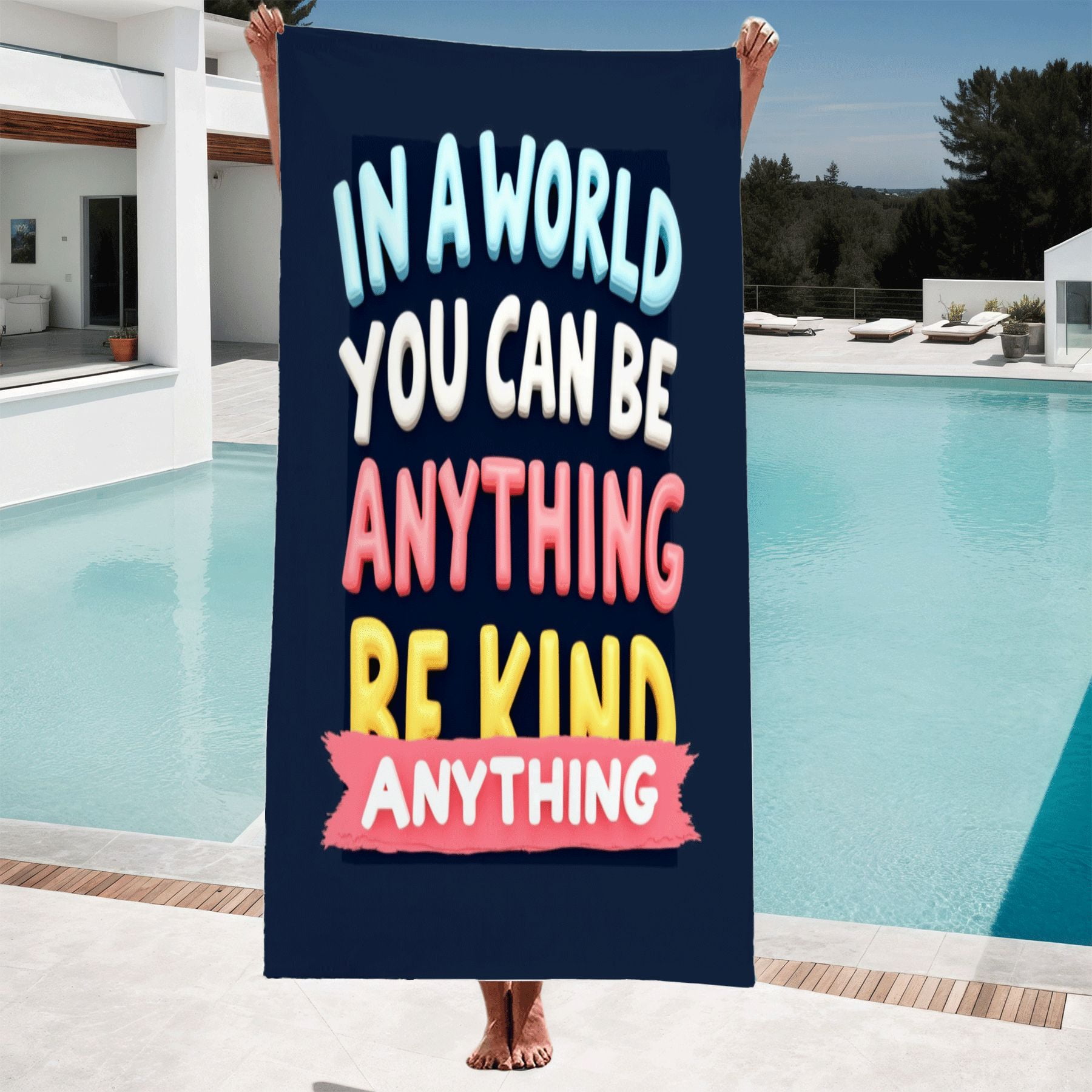 Colorful Motivational Quote Beach Towel - " Be Kind " Design Perfect ...
