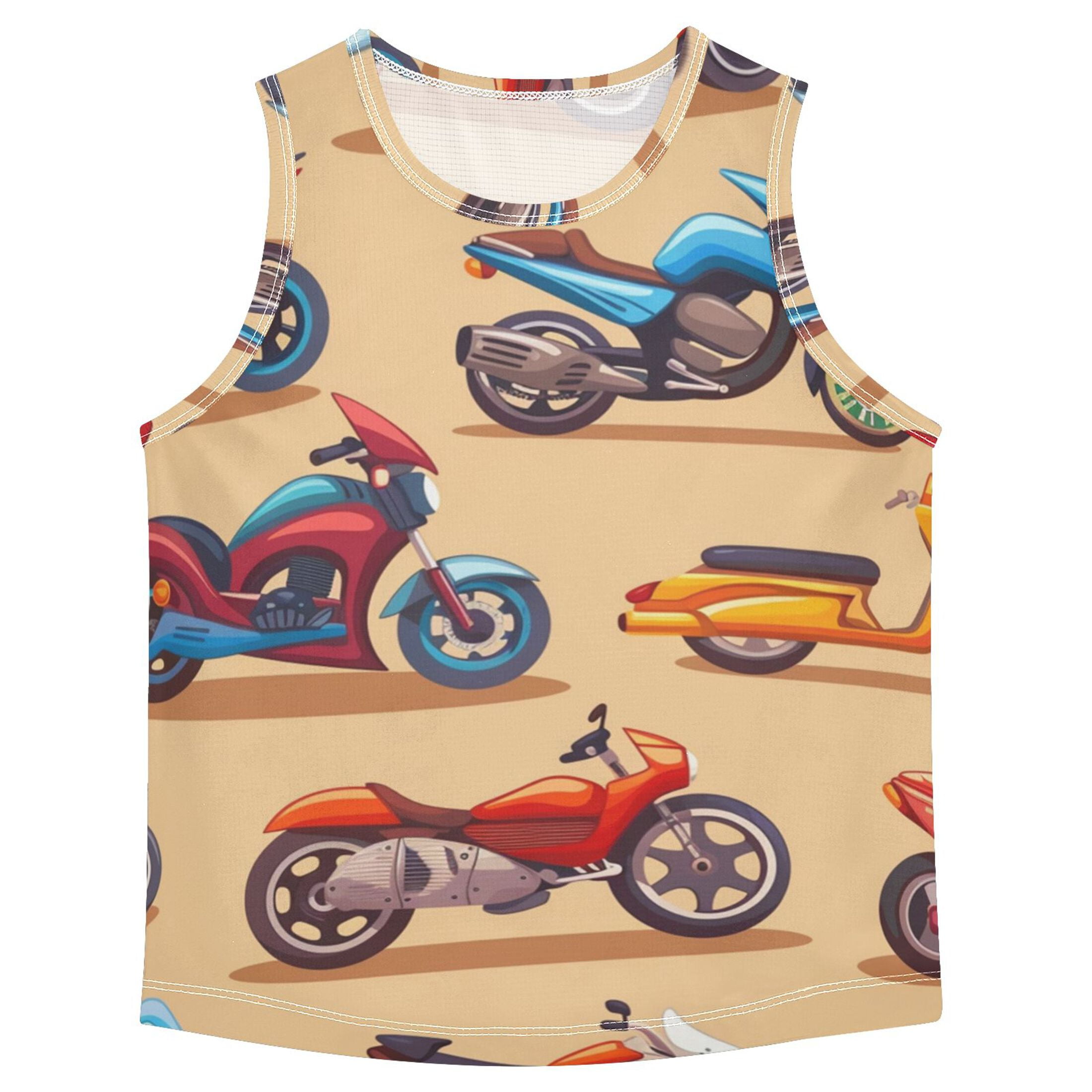 Colorful Motorbikes Cartoon Boys' Vest Undershirt Tank Top Sleeveless ...