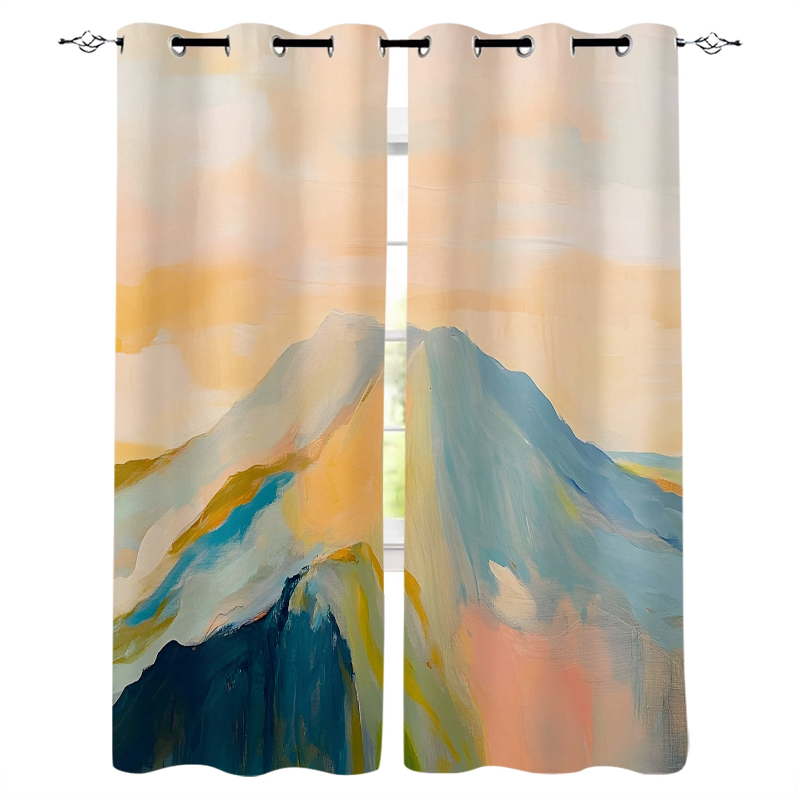 Colorful Mountain Blackout Curtains for Bedroom Living Room Darkening ...