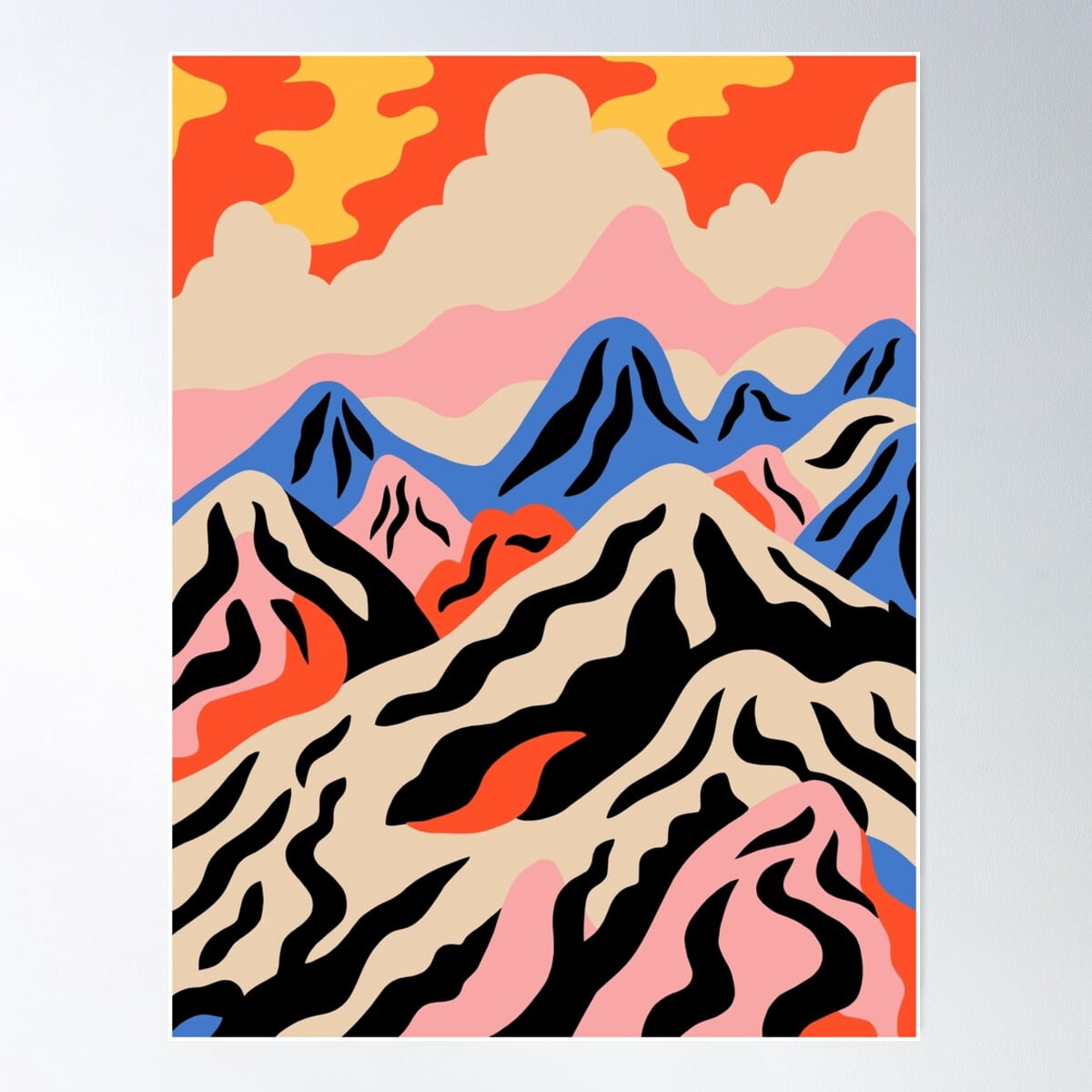 Colorful Mountains Clouds Fauvism Matisse Poster Wall Art, Modern Wall ...