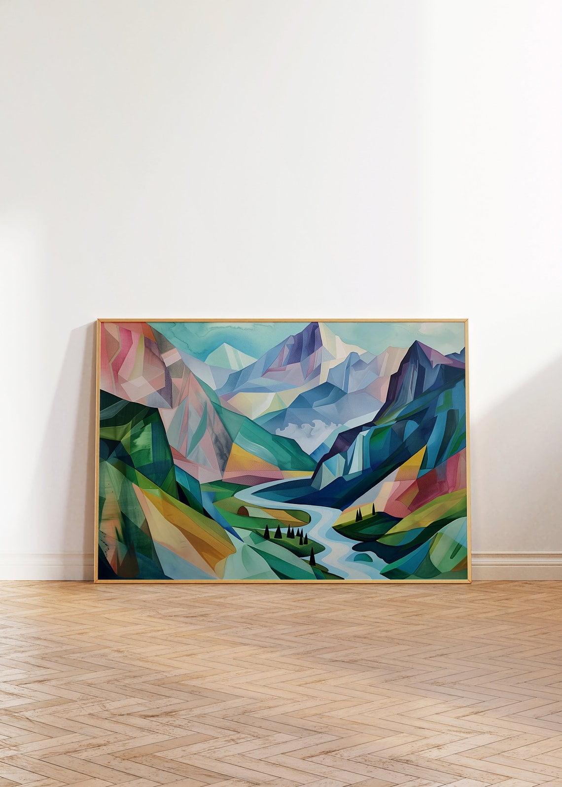 Colorful Mountains Wall Art, Maximalist Art Deco Landscape Print ...