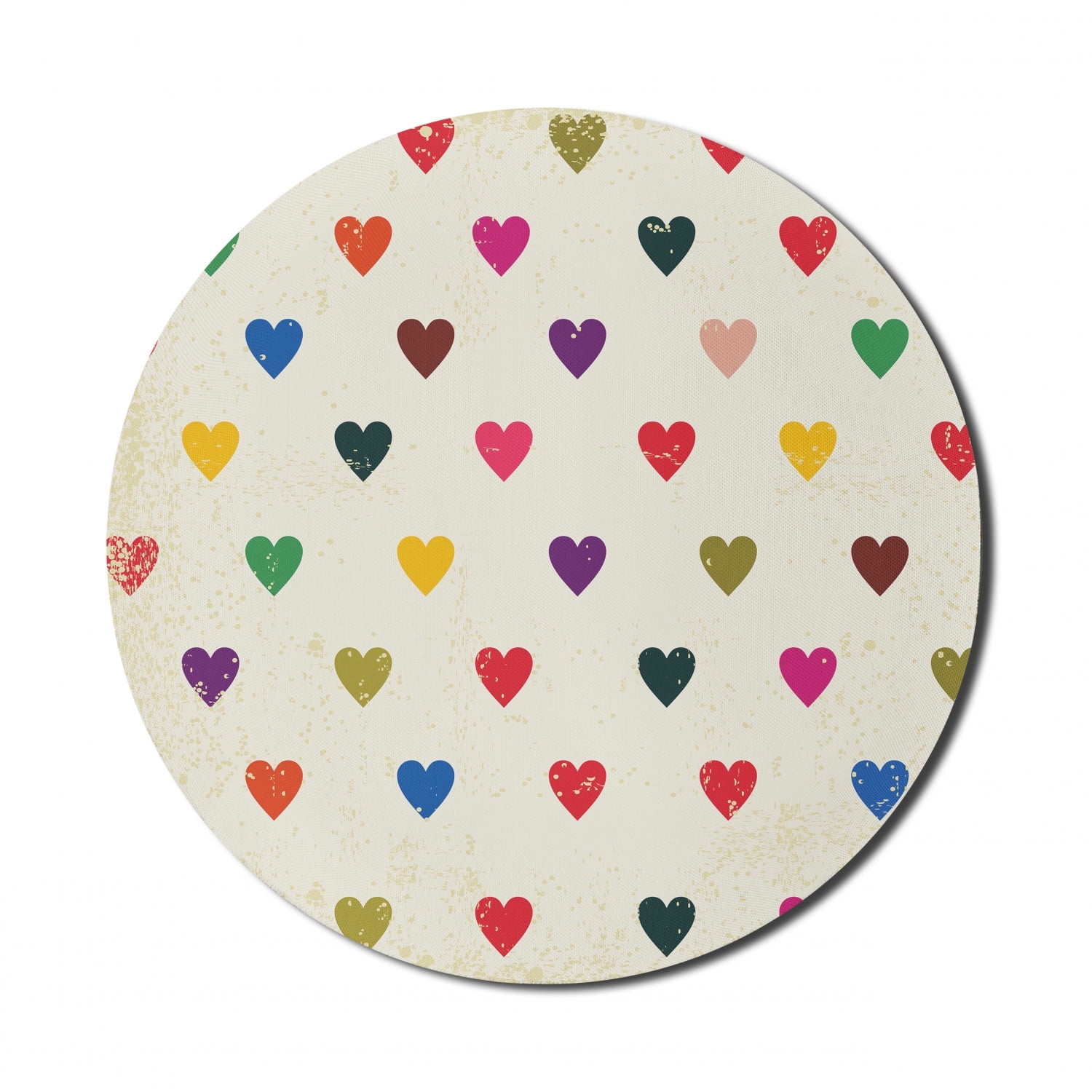 Colorful Mouse Pad for Computers, Vintage Tile of Hearts with ...
