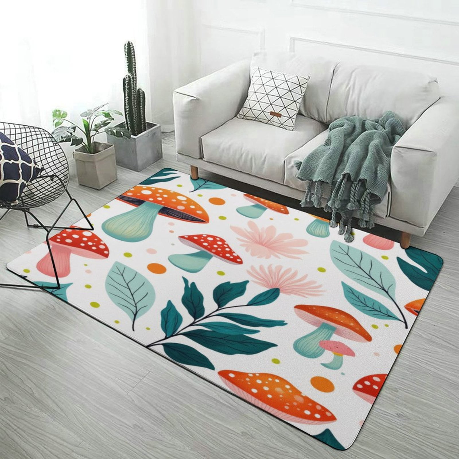 Colorful Mushroom And Leaf Pattern Carpet Style Living Room Bedroom Rug ...