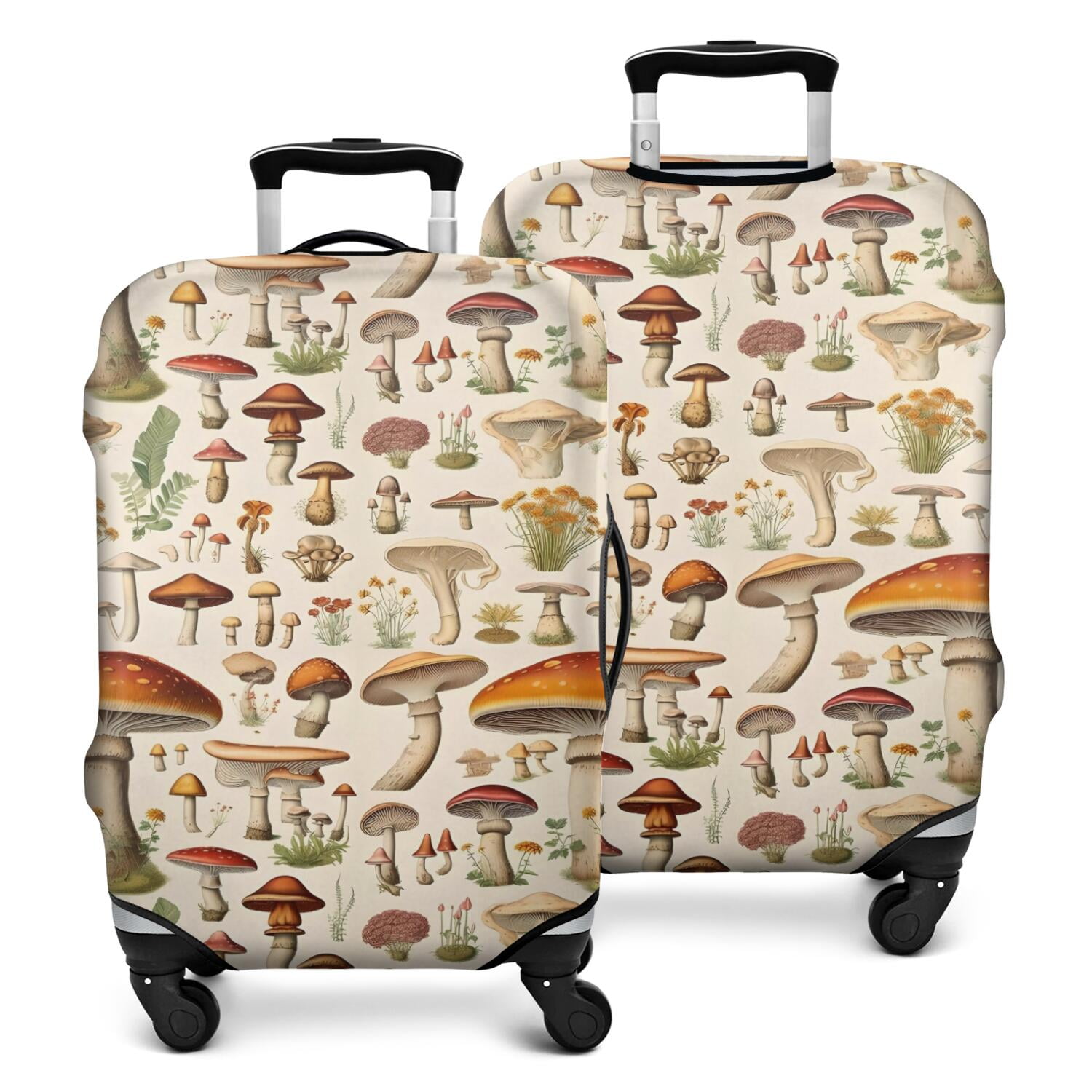 Colorful Mushroom Botanical Beige Pattern Luggage Cover Fashion ...