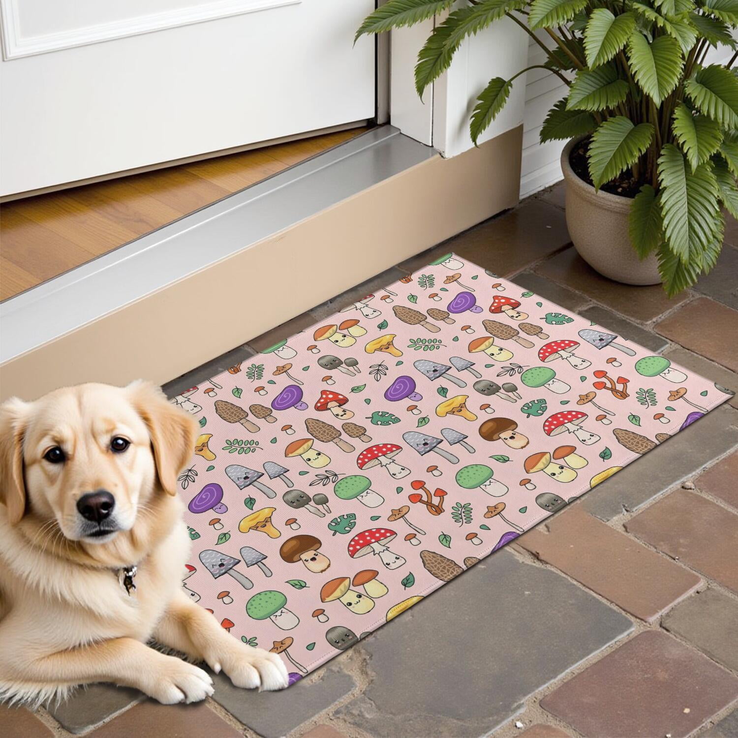 Colorful Mushroom Cartoon Pink Pattern Door Rugs,Washable Non Slip Door ...