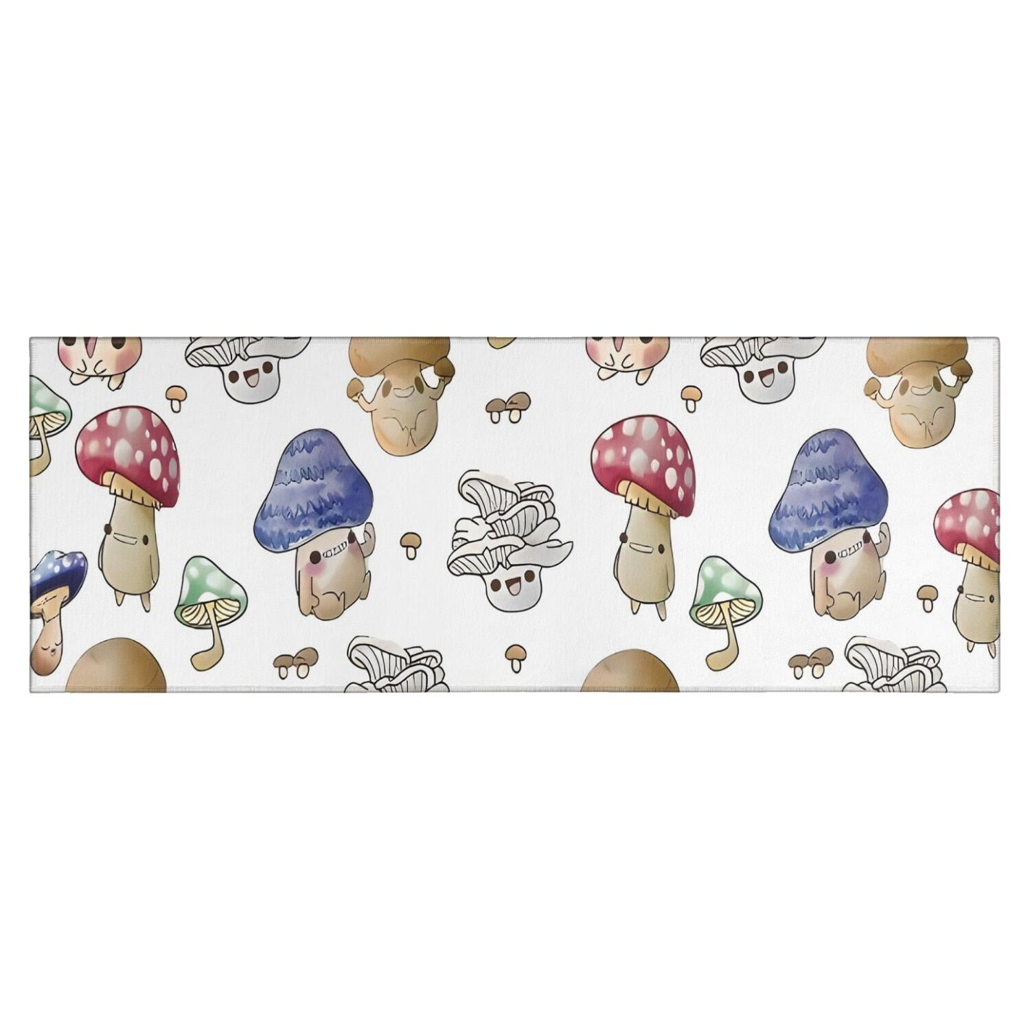 Colorful Mushroom Cartoon White Pattern Kitchen Rug Mat,Kitchen Runner ...
