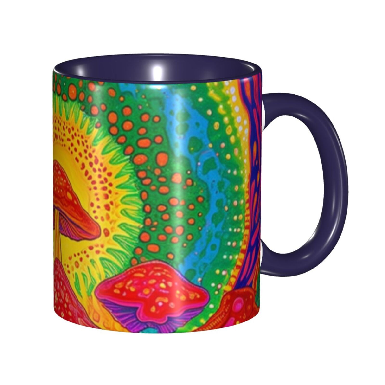 Colorful Mushroom Coffee Mug Fun Custom Ceramic Mugs 11oz Navy Blue ...