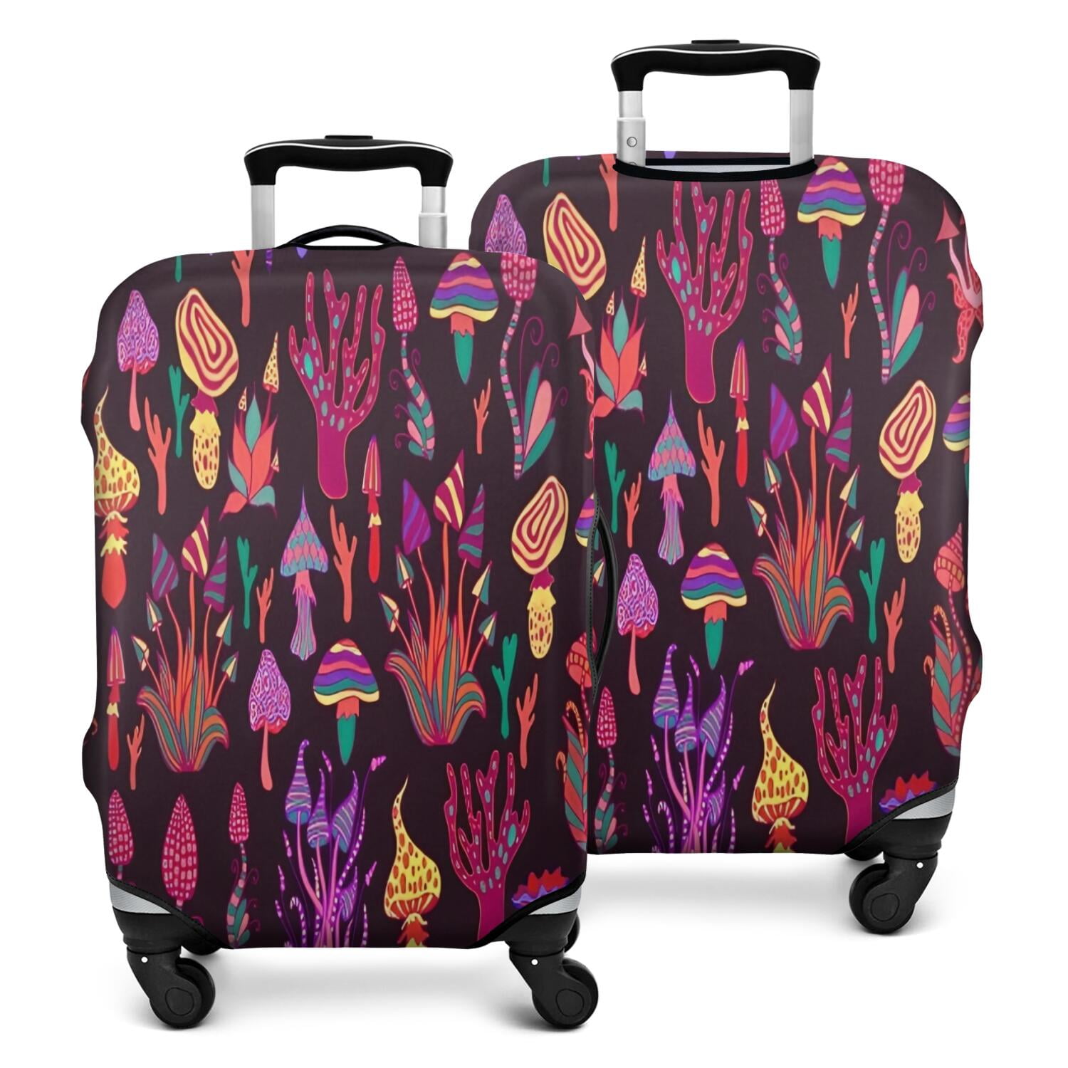 Colorful Mushroom Fantasy Black Pattern Luggage Cover Fashion Suitcase ...
