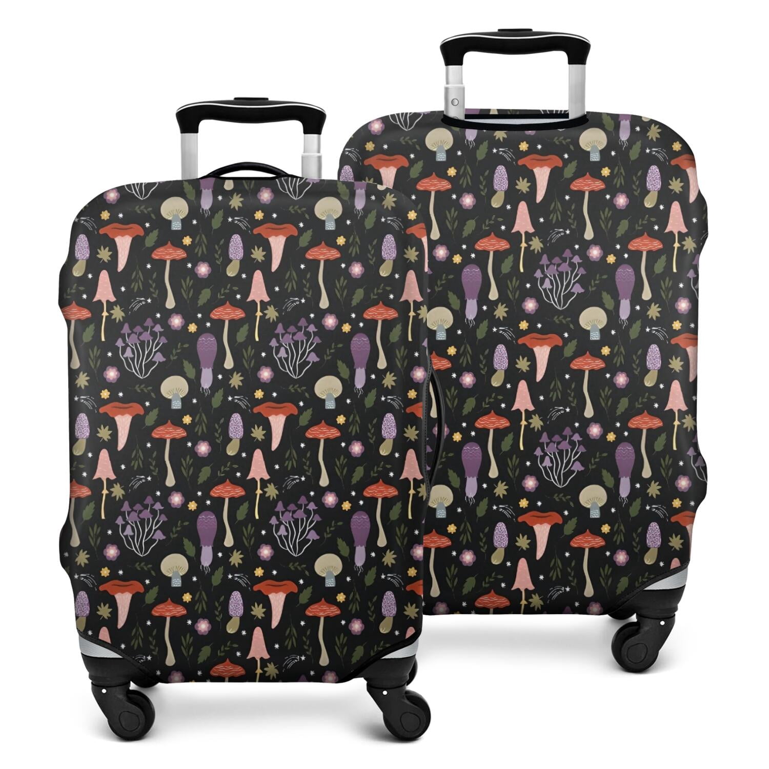 Colorful Mushroom Floral Black Pattern Luggage Cover Fashion Suitcase ...