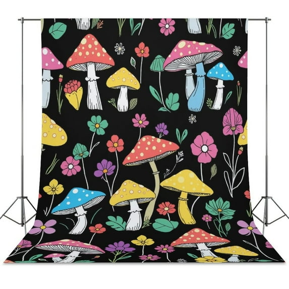 Colorful Mushroom Flowers Party Backdrop Birthday Decoration ...