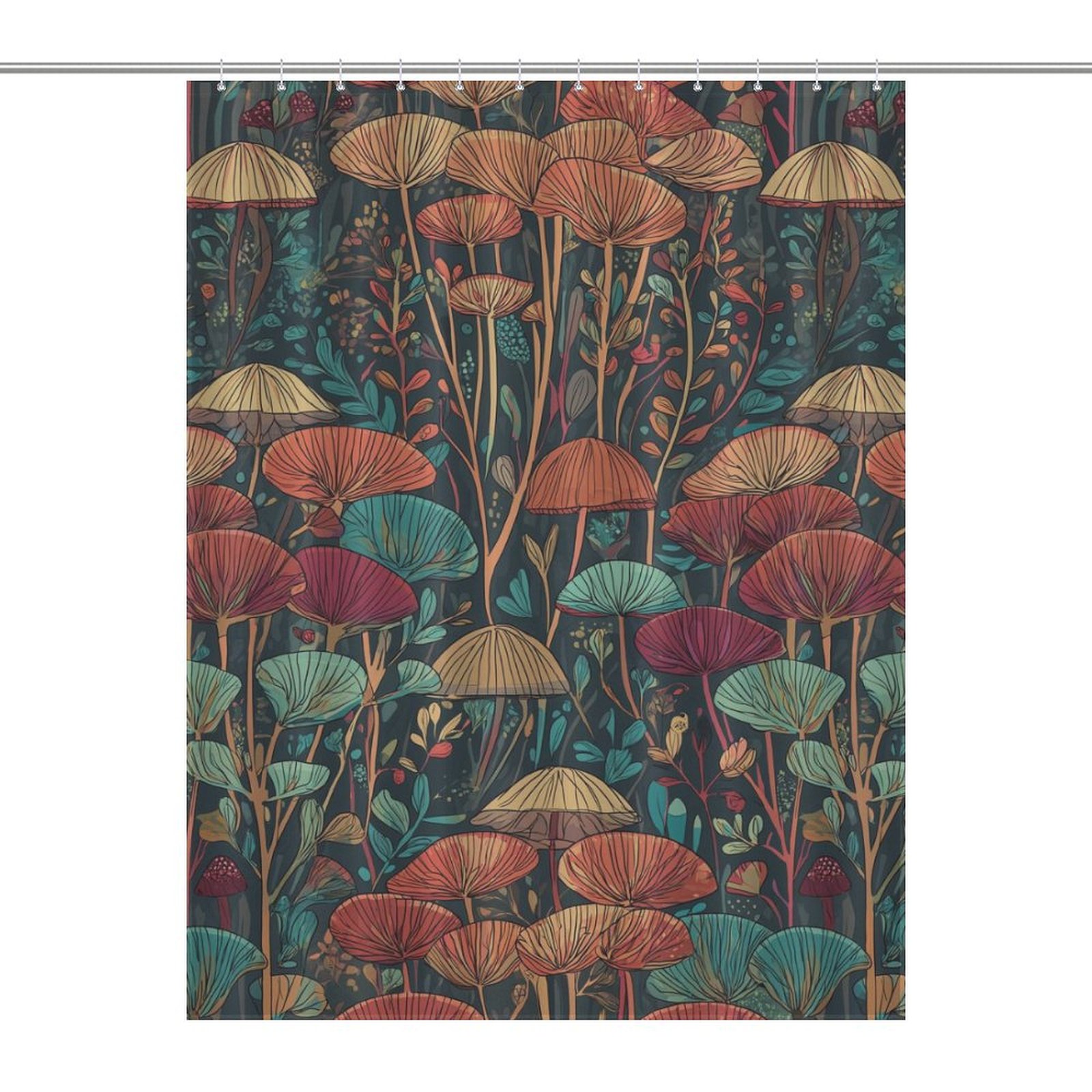 Colorful Mushroom Forest Fantasy Pattern Cloth Fabric Bathroom Decor ...