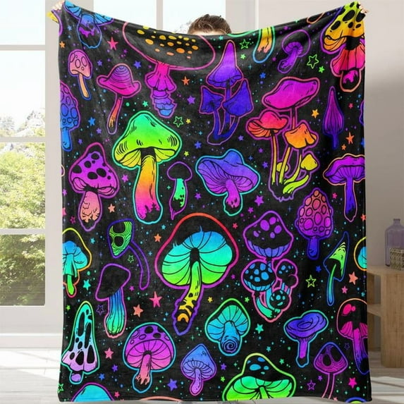 Colorful Mushroom Pattern Blanket, Soft Comfortable Napping Throw, Room ...