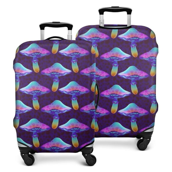 Colorful Mushroom Pattern Purple Pattern Luggage Cover Fashion Suitcase ...