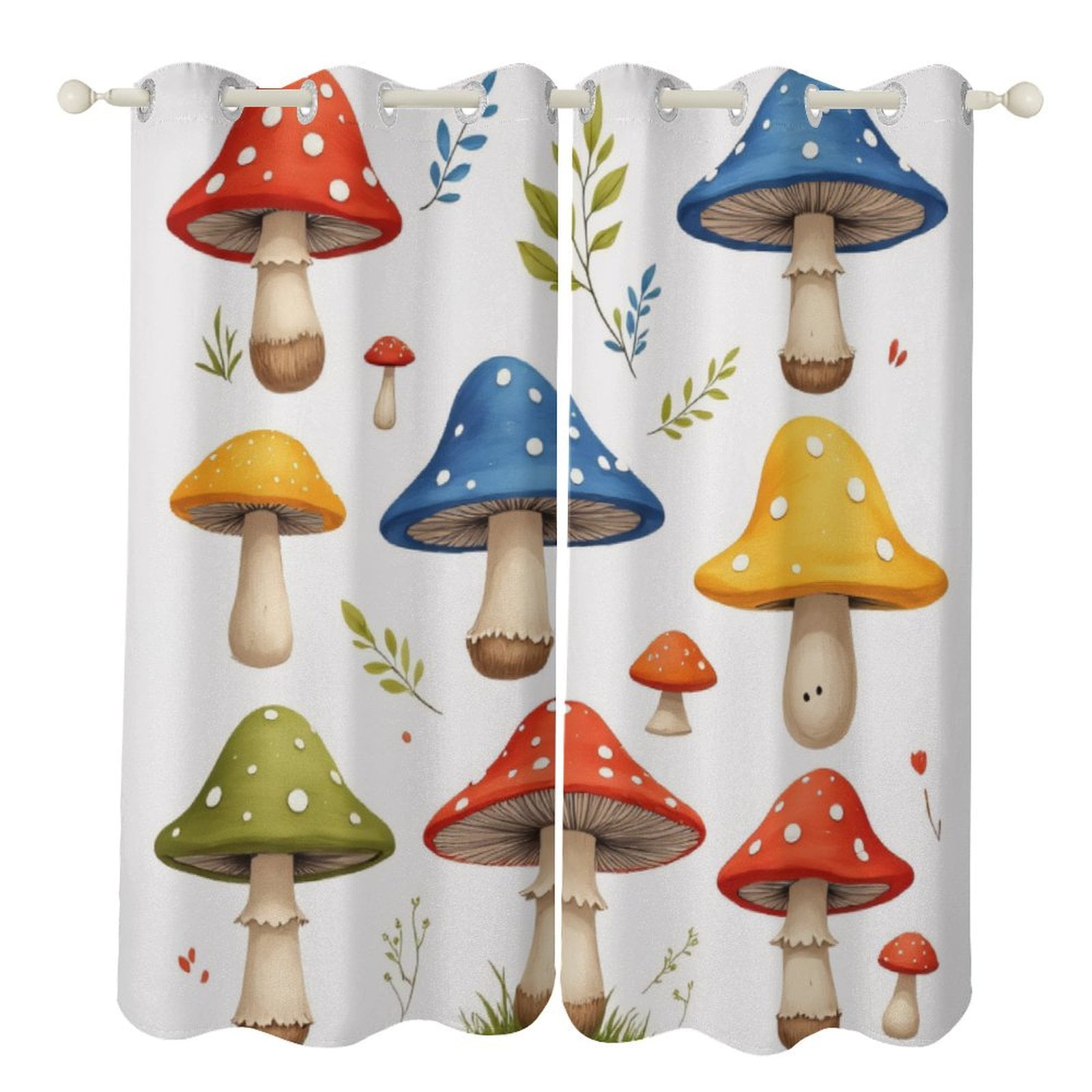 Colorful Mushroom Print 2 Panels Curtains for Bedroom Living Room ...