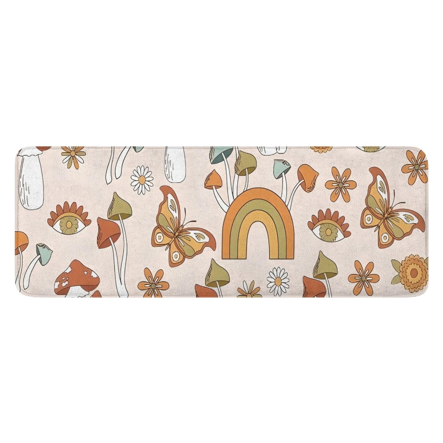 Colorful Mushroom Rainbow Light Pattern Kitchen Rug Mat,Kitchen Runner ...