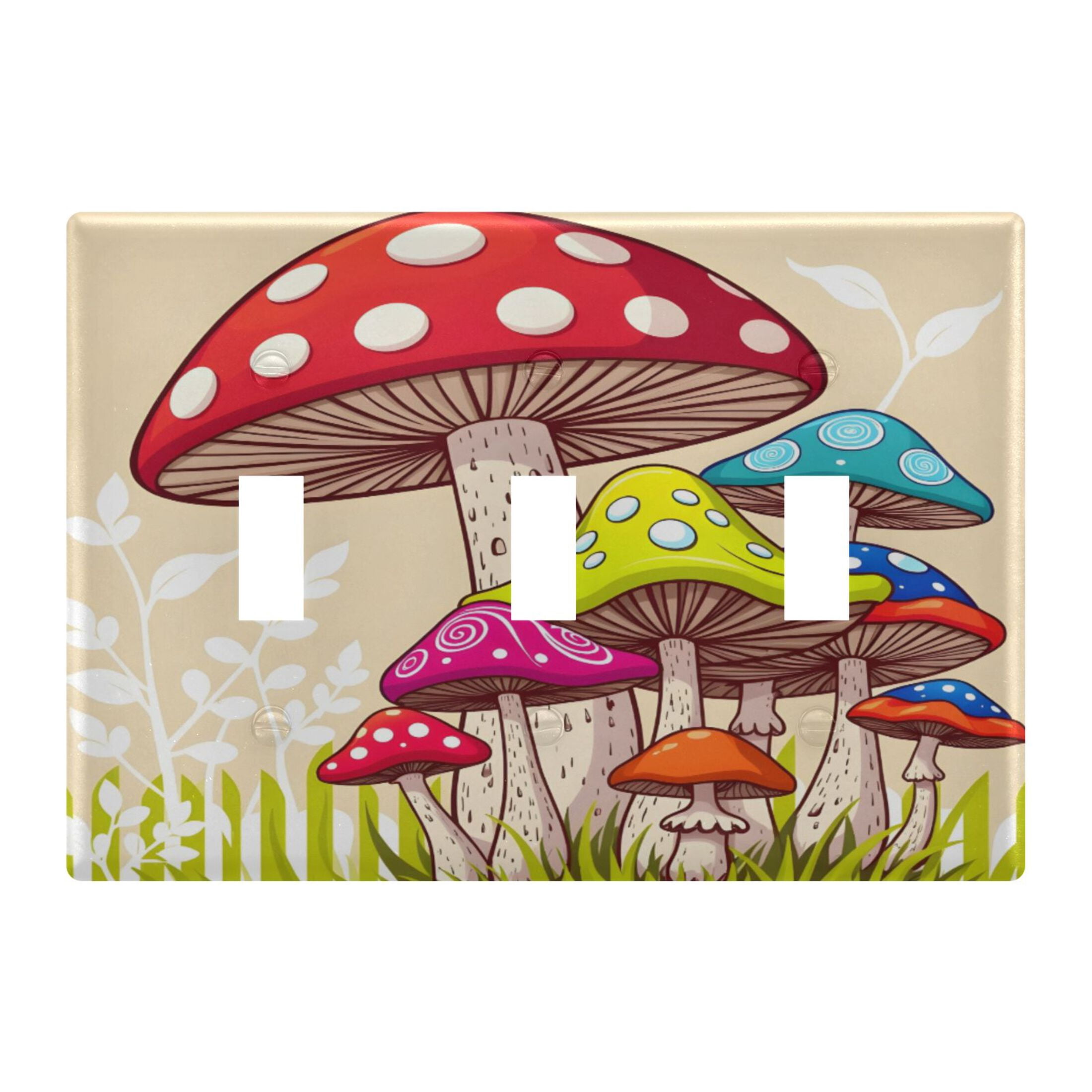 Colorful Mushroom on Grass Light Switch Cover Electrical Outlet Cover ...