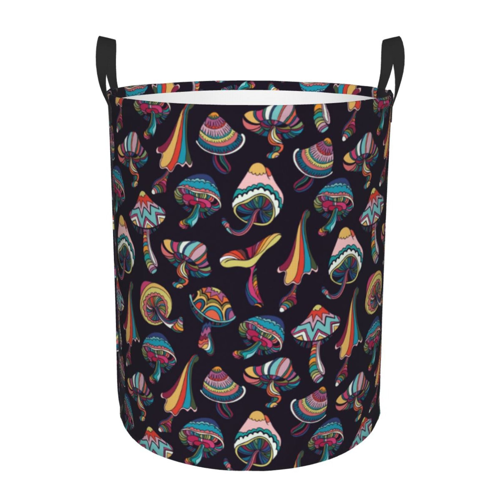 Colorful Mushrooms (3) Round Laundry Basket, Laundry Hamper with Handle ...